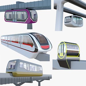monorail 2 set rail bridge 3d model