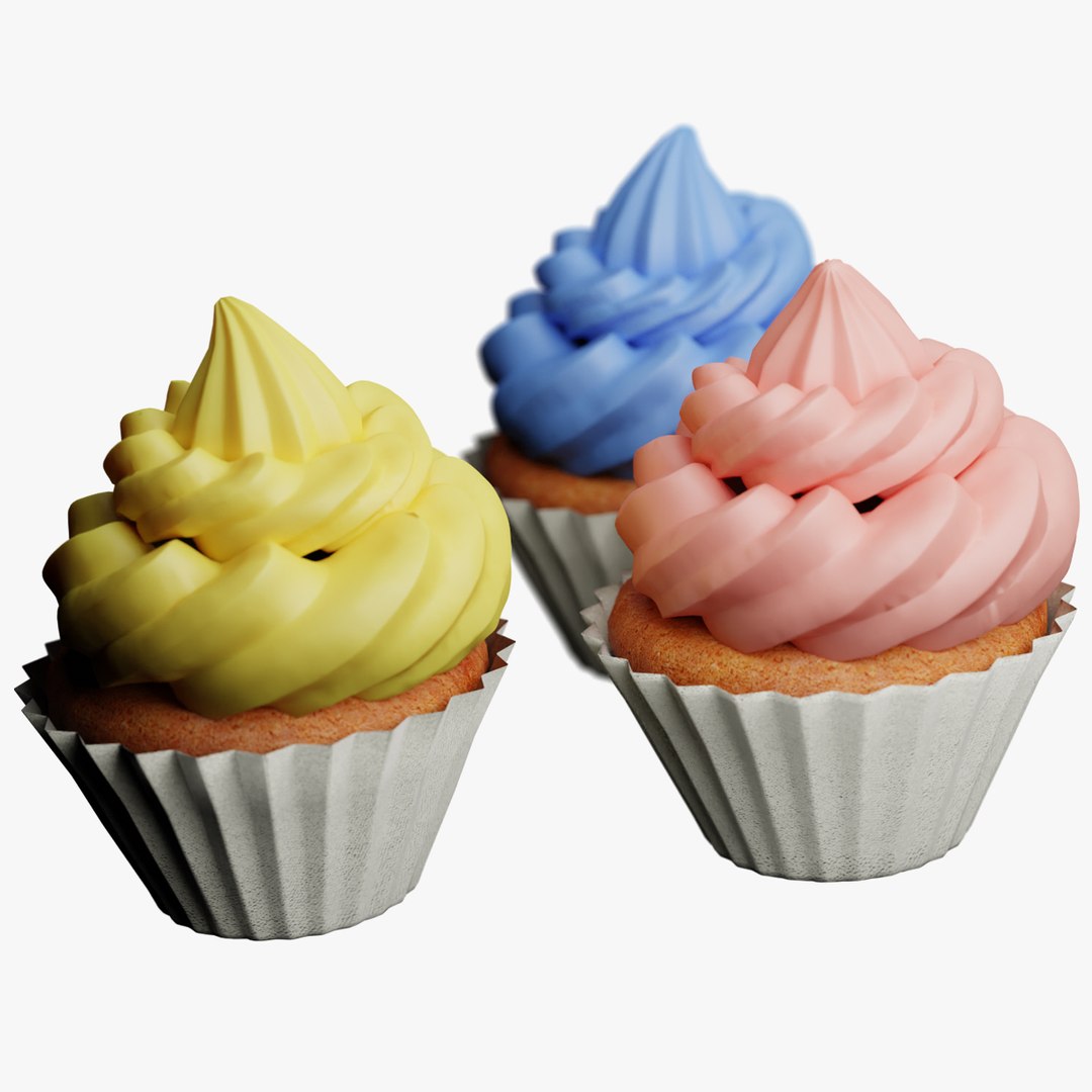 3D Colored Cupcakes - 3D Food Model - TurboSquid 1993944