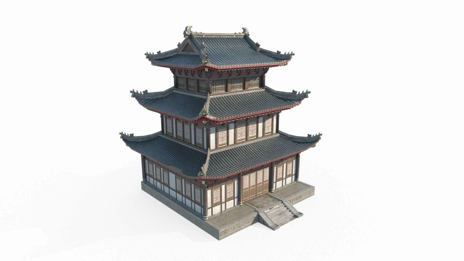 3D Asian Ancient Architecture Library Model - TurboSquid 2054210