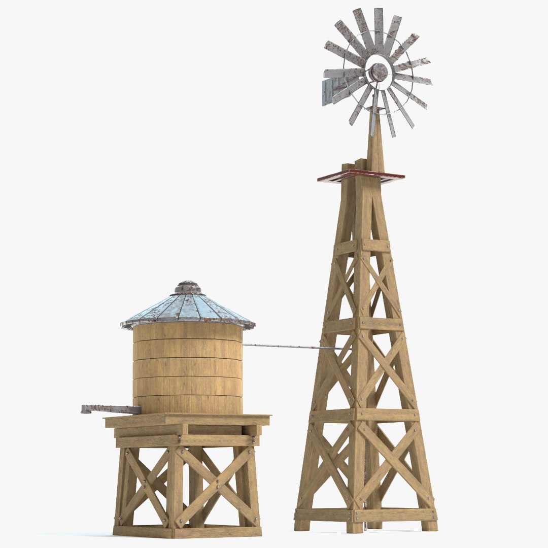 Farm windmill water tank 3D model - TurboSquid 1322734