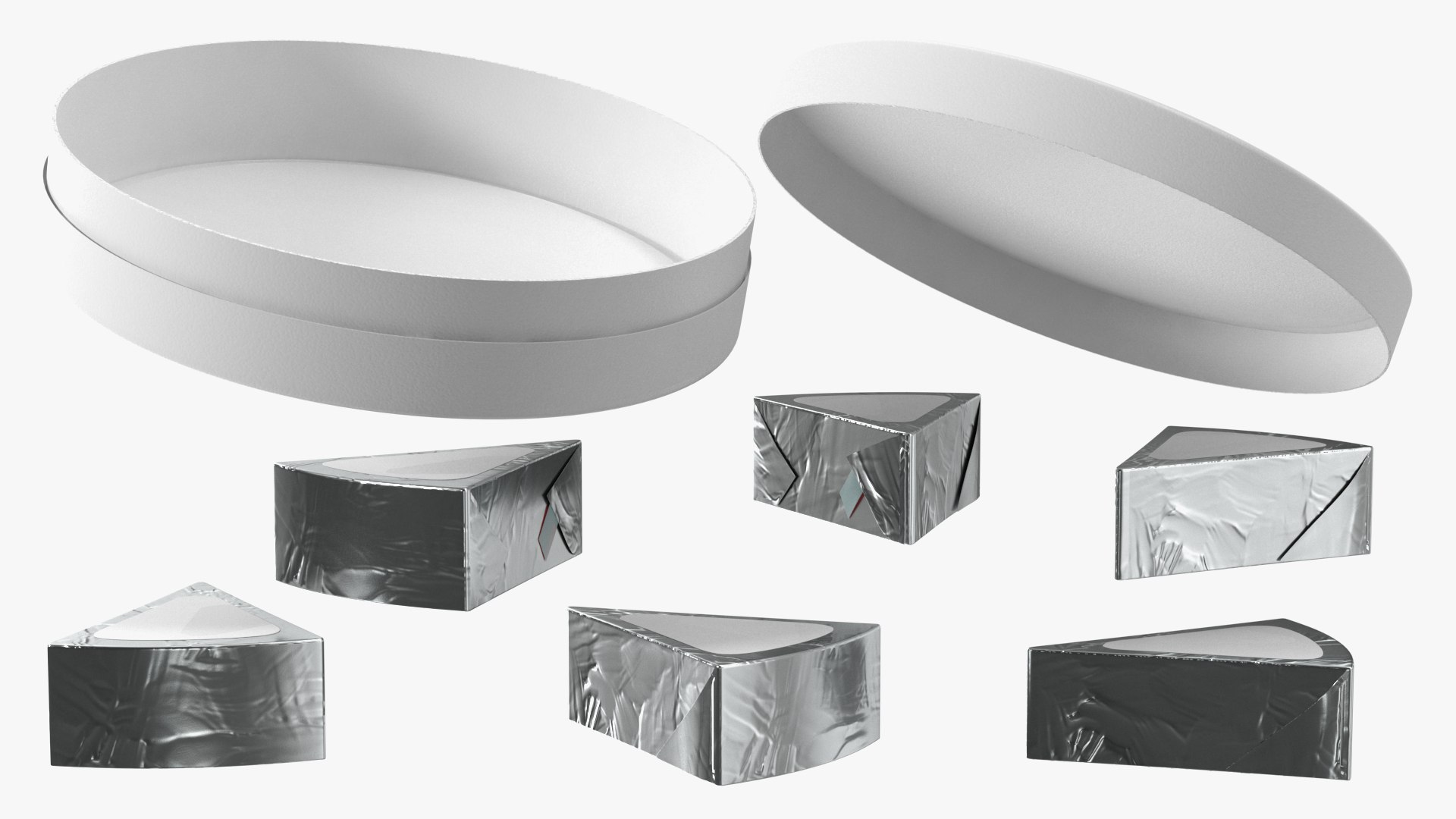 3D Round Box Of Creamy Cheese Triangles - TurboSquid 2156990