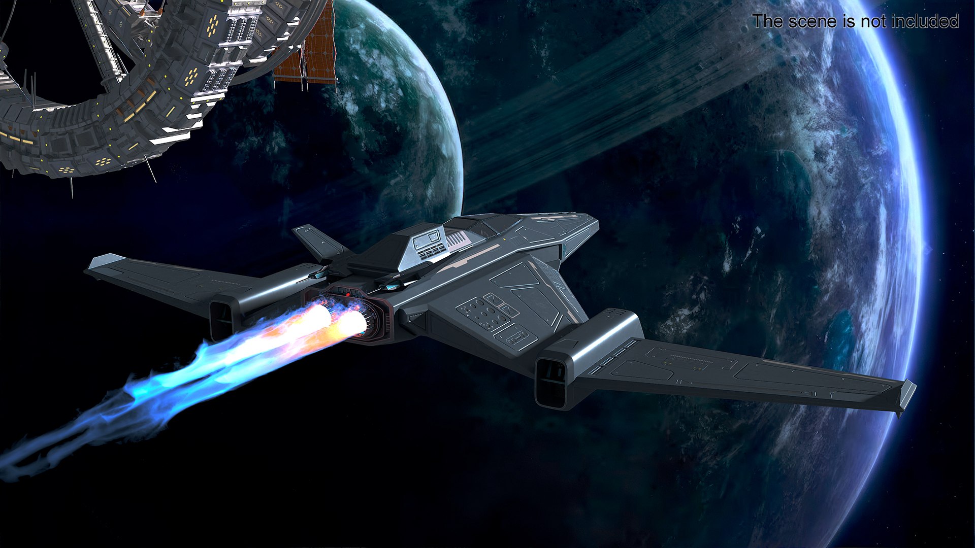 Futuristic Space Stealth Fighter Jet 3D - TurboSquid 2247305