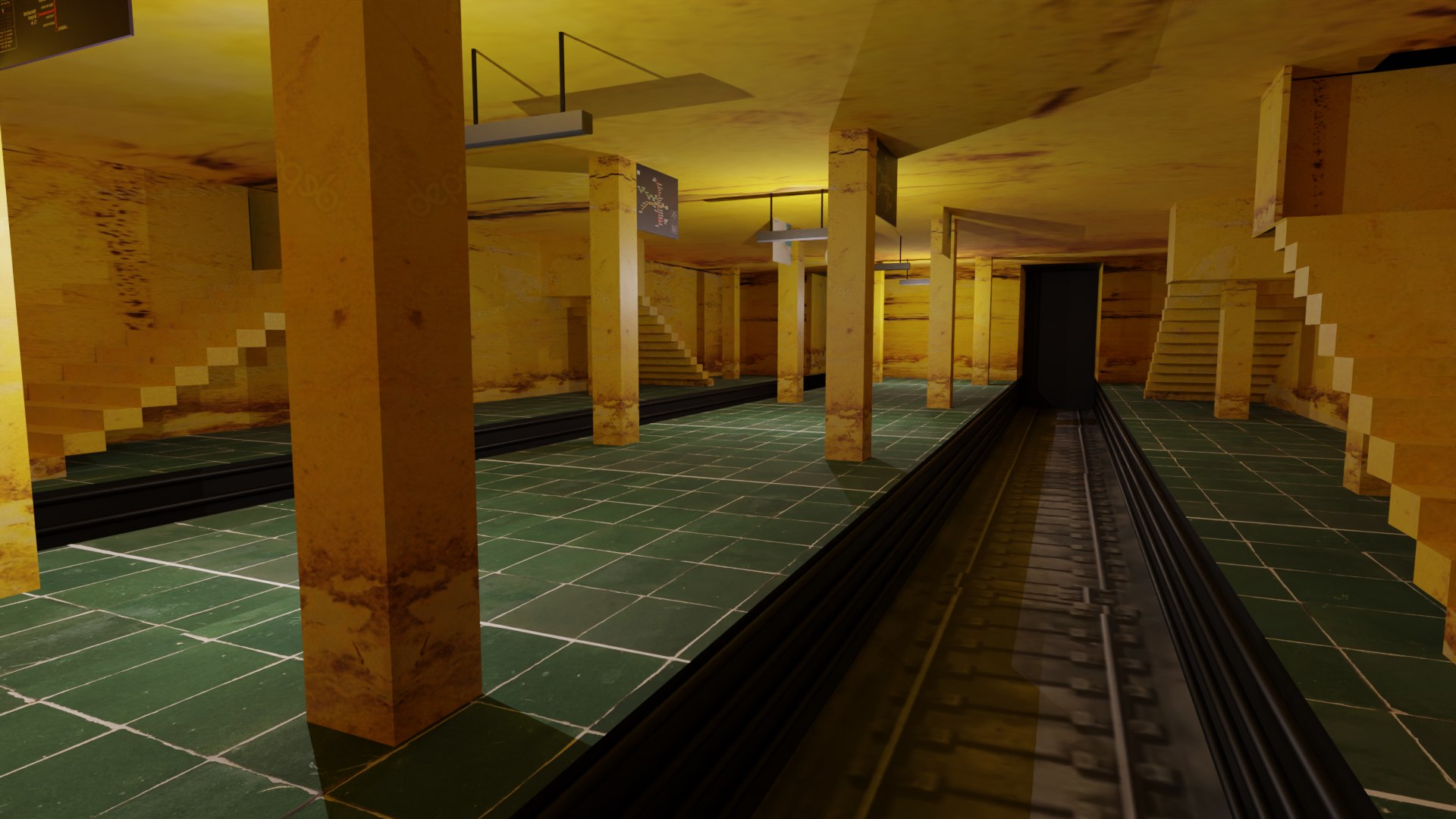 3D Dirty Metro Station Model - TurboSquid 2132091