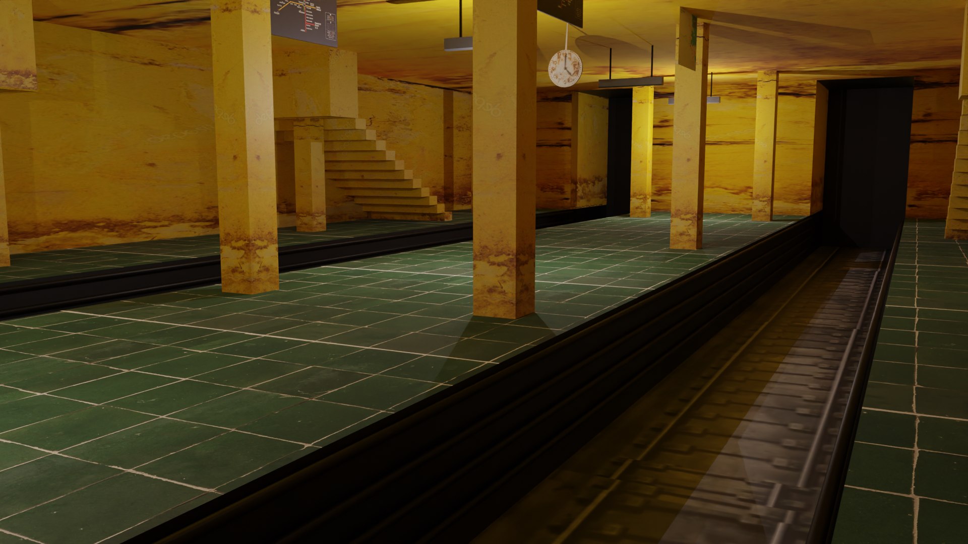 3D Dirty Metro Station Model - TurboSquid 2132091