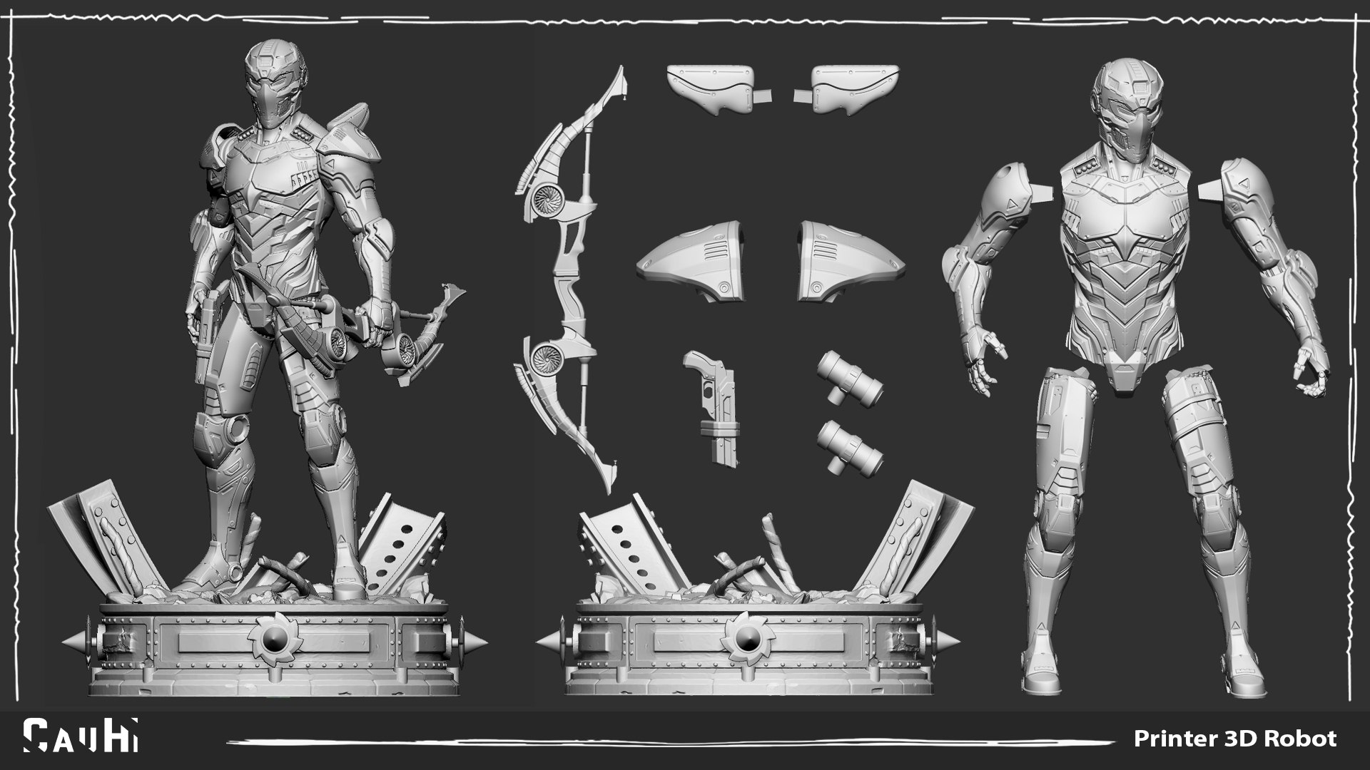 3D Printer STL Hard Surface Robot Sci-fi Cyber Model - TurboSquid 2047324