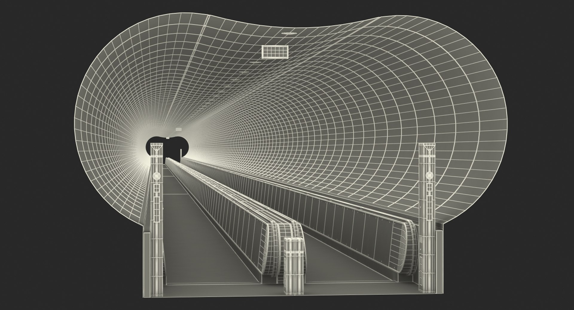 Travelator tunnel 3D model - TurboSquid 1342283