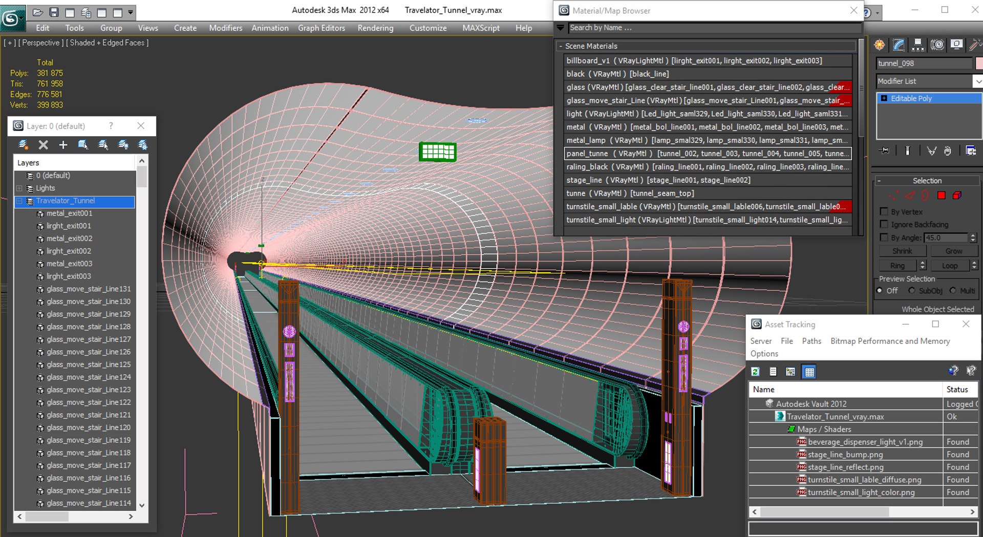 Travelator tunnel 3D model - TurboSquid 1342283