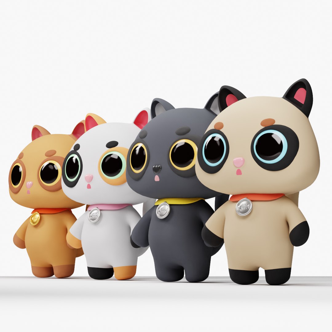 Cartoon Cats Collection Model - TurboSquid 2255420