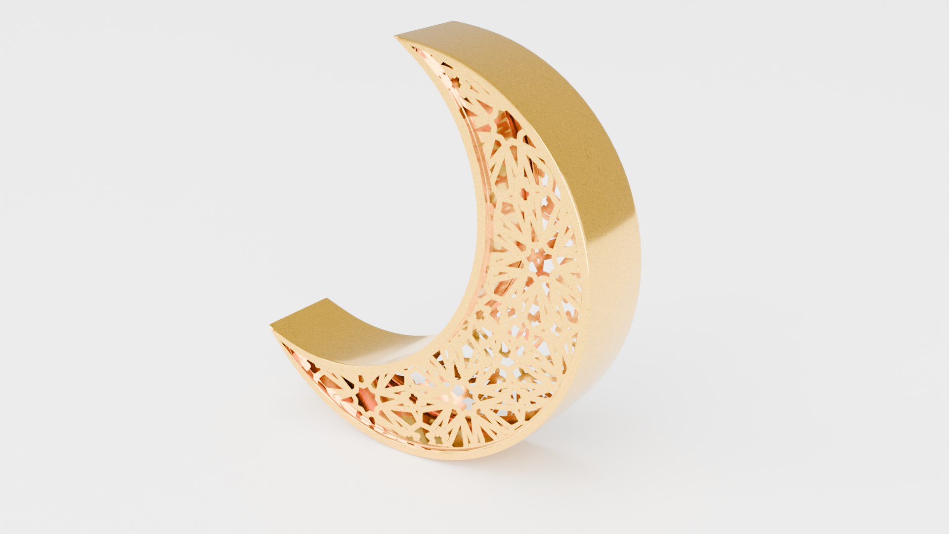 3D Elegant Crescent Moon With Islamic Geometric Patterns 3D Model ...