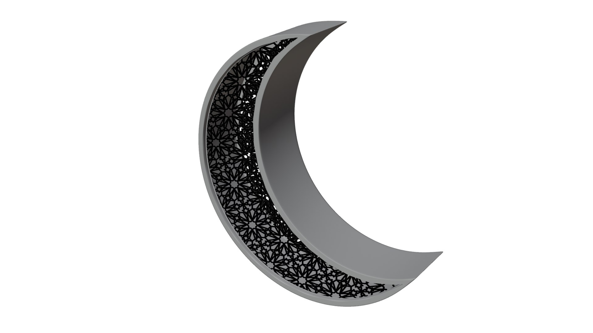 3D Elegant Crescent Moon With Islamic Geometric Patterns 3D Model ...