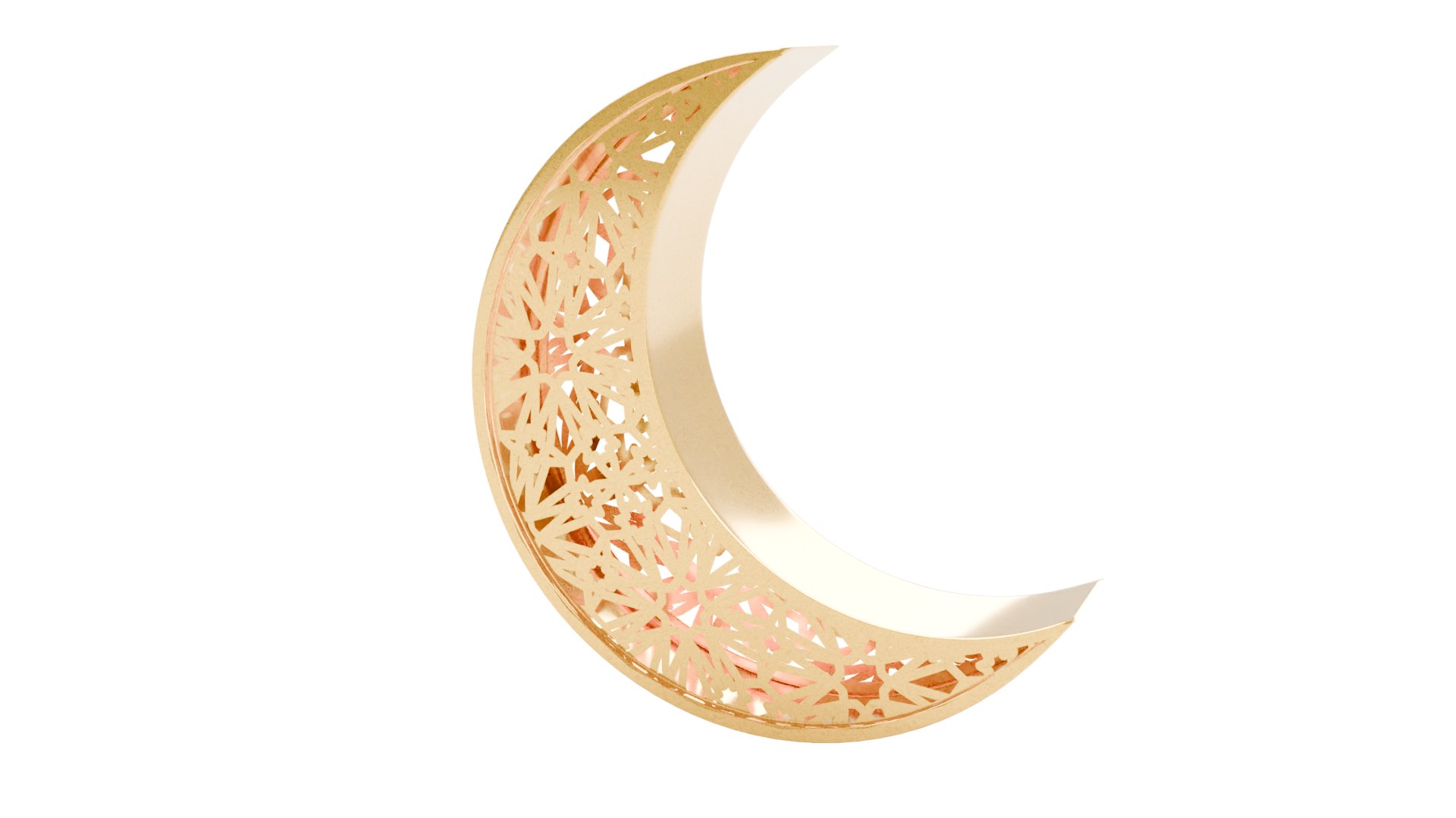 3D Elegant Crescent Moon With Islamic Geometric Patterns 3D Model ...