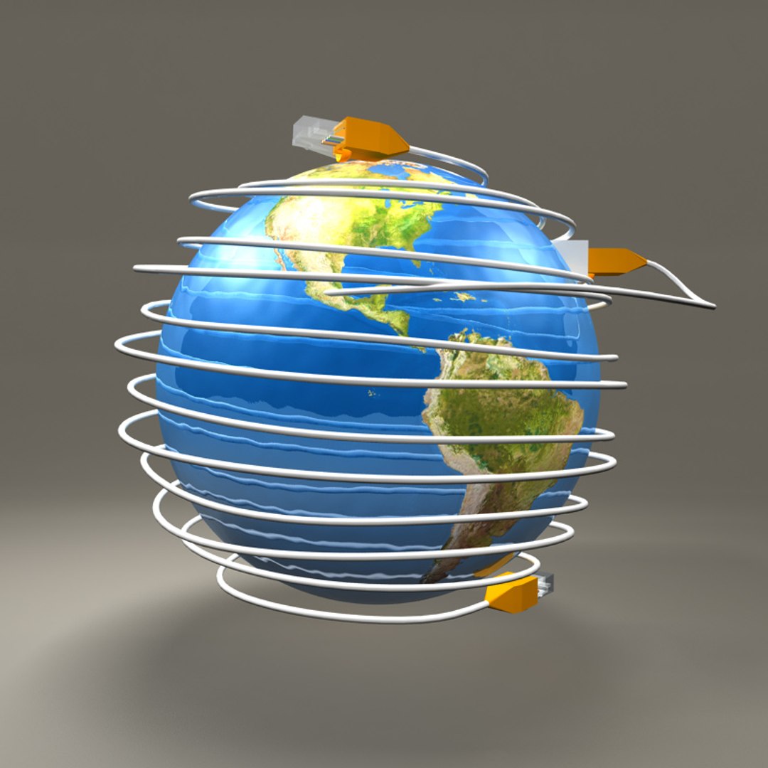 Ethernet Cables Globe 3d Obj