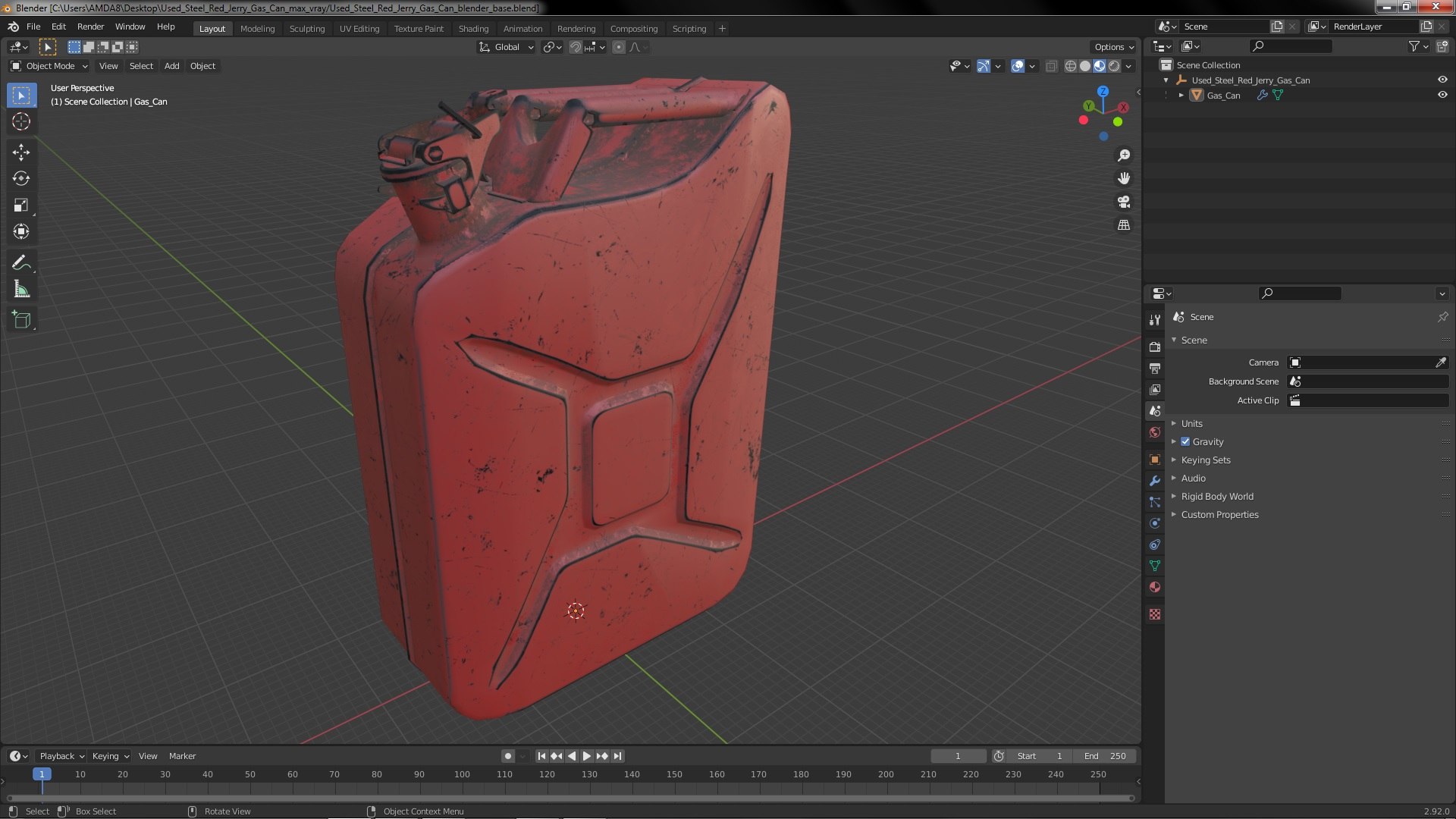 Used Steel Red Jerry Gas Can Model - TurboSquid 2111822