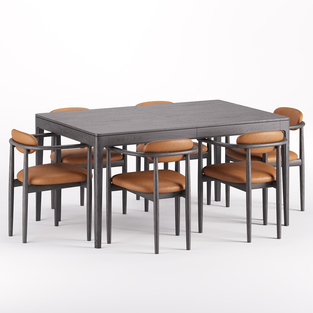 3D Model Edison Dining Chair And Parker Dining Table - TurboSquid 2416064