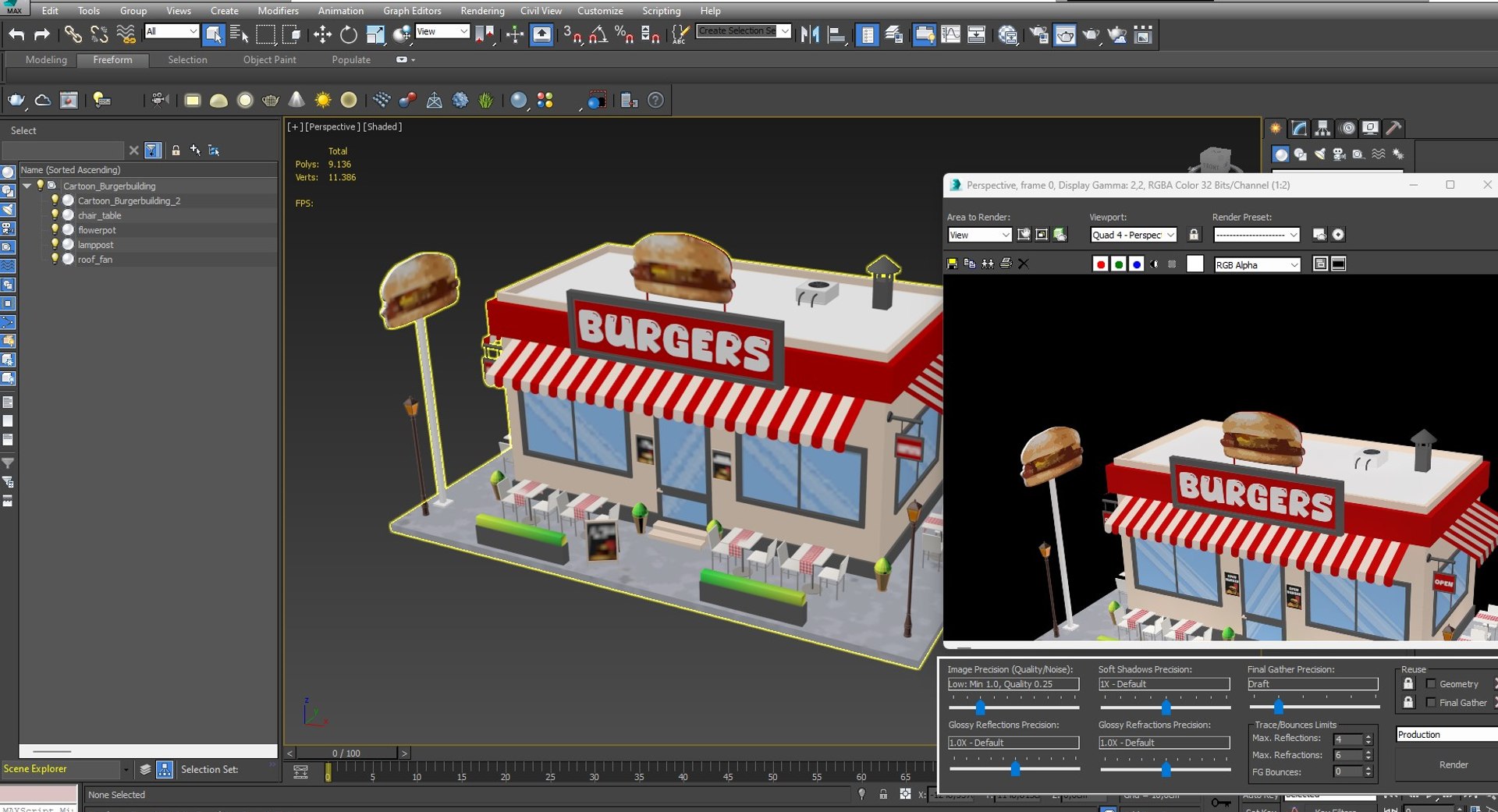 Cartoon Burgers Restaurant 3D Model - TurboSquid 2231759