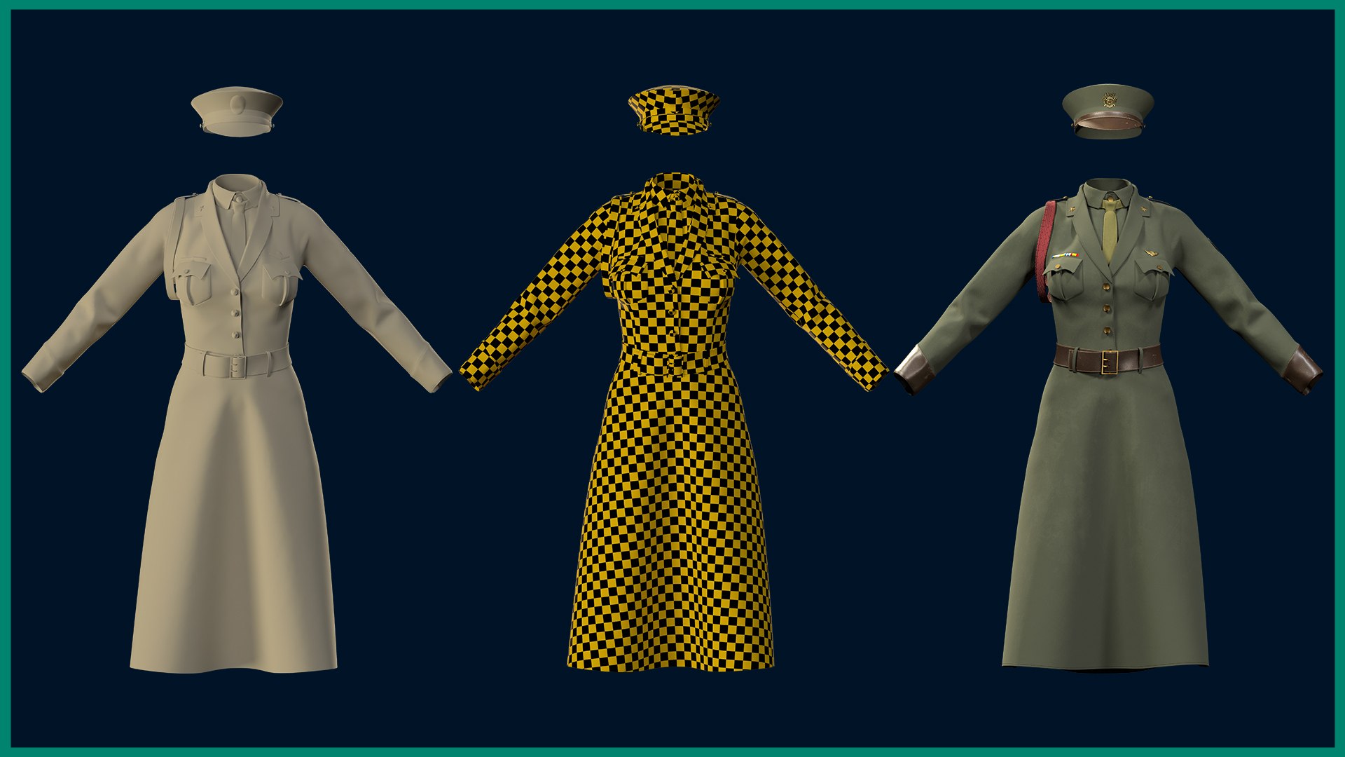 Female Army Uniform With Texture Model - TurboSquid 2289258