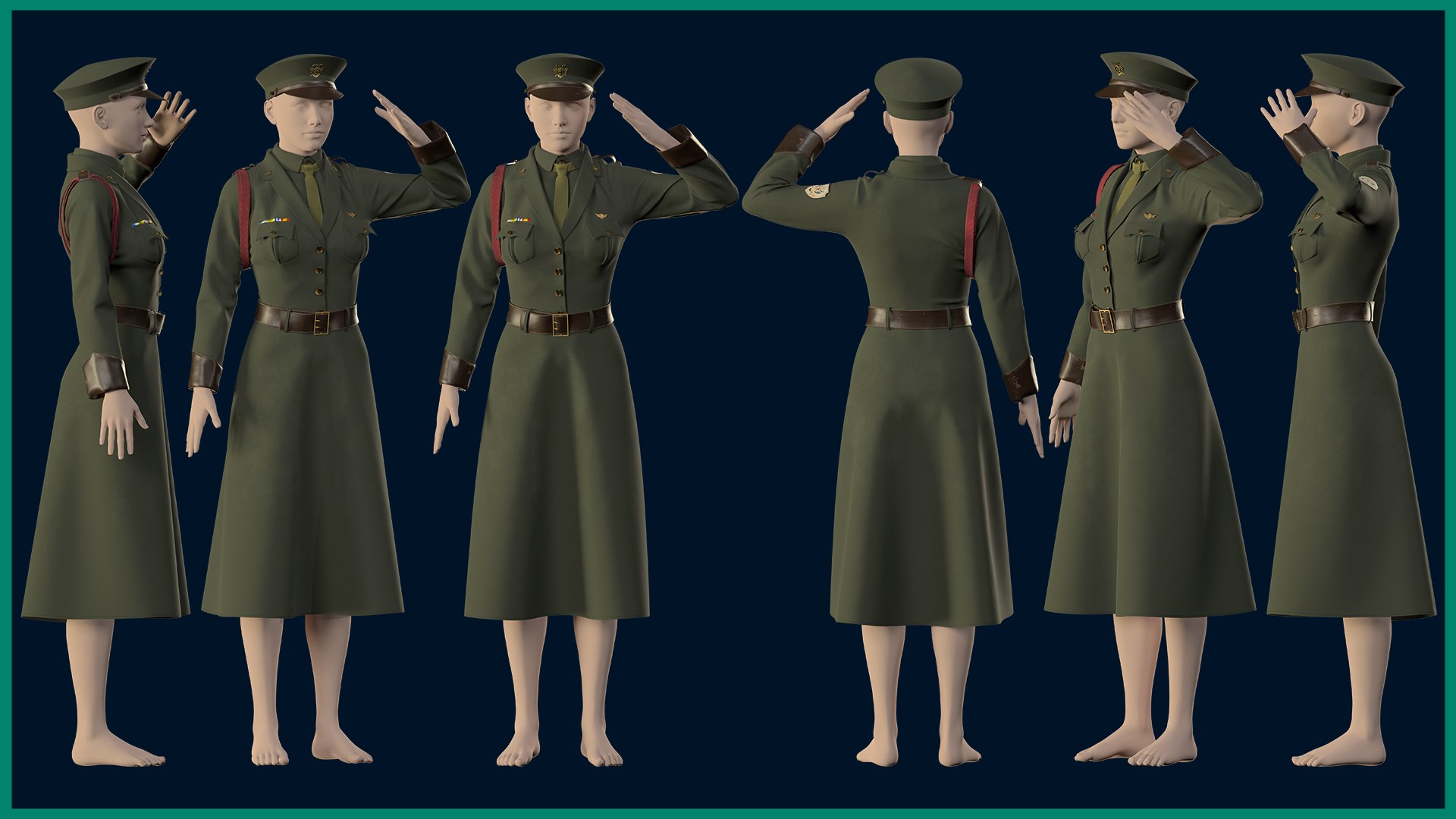 Female Army Uniform With Texture Model - TurboSquid 2289258