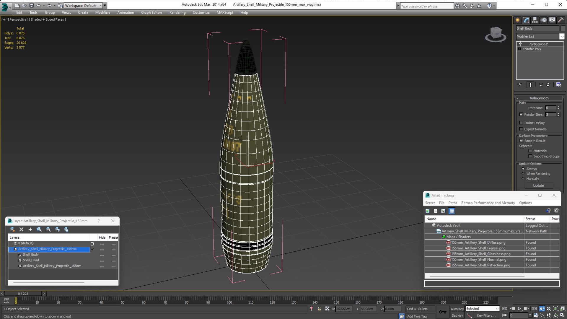 3D Artillery Shell Military Projectile 155mm - TurboSquid 2210700