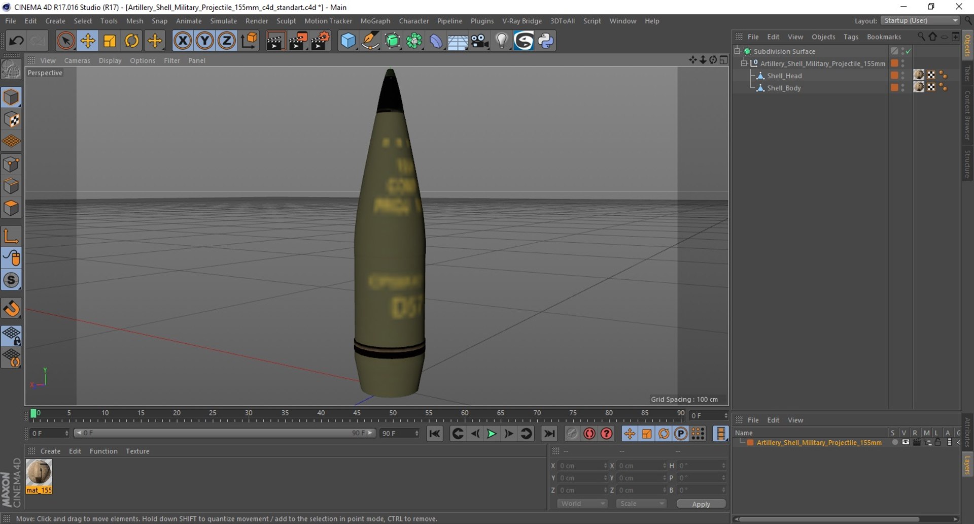 3D Artillery Shell Military Projectile 155mm - TurboSquid 2210700
