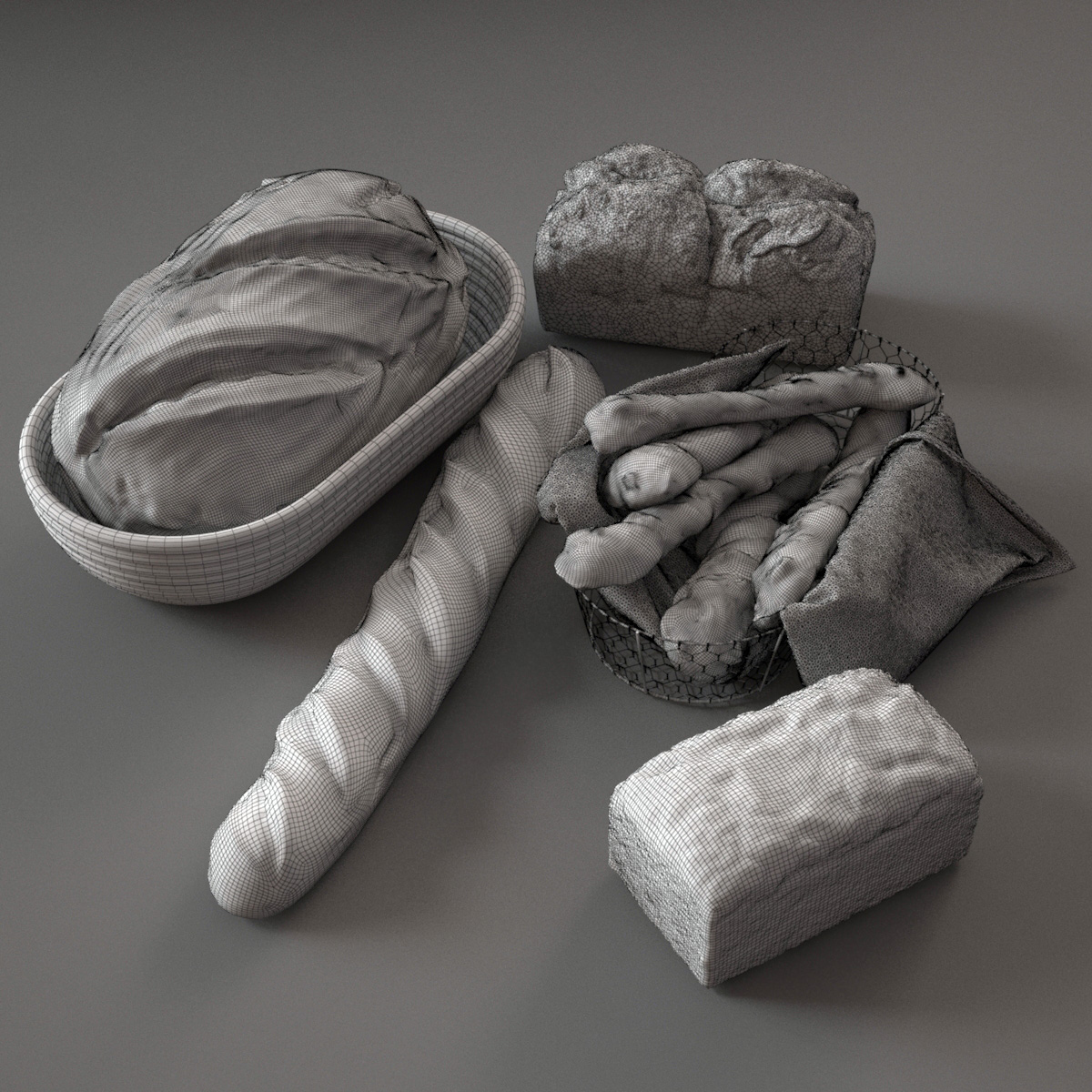 photorealistic bread 2 assets 3d max