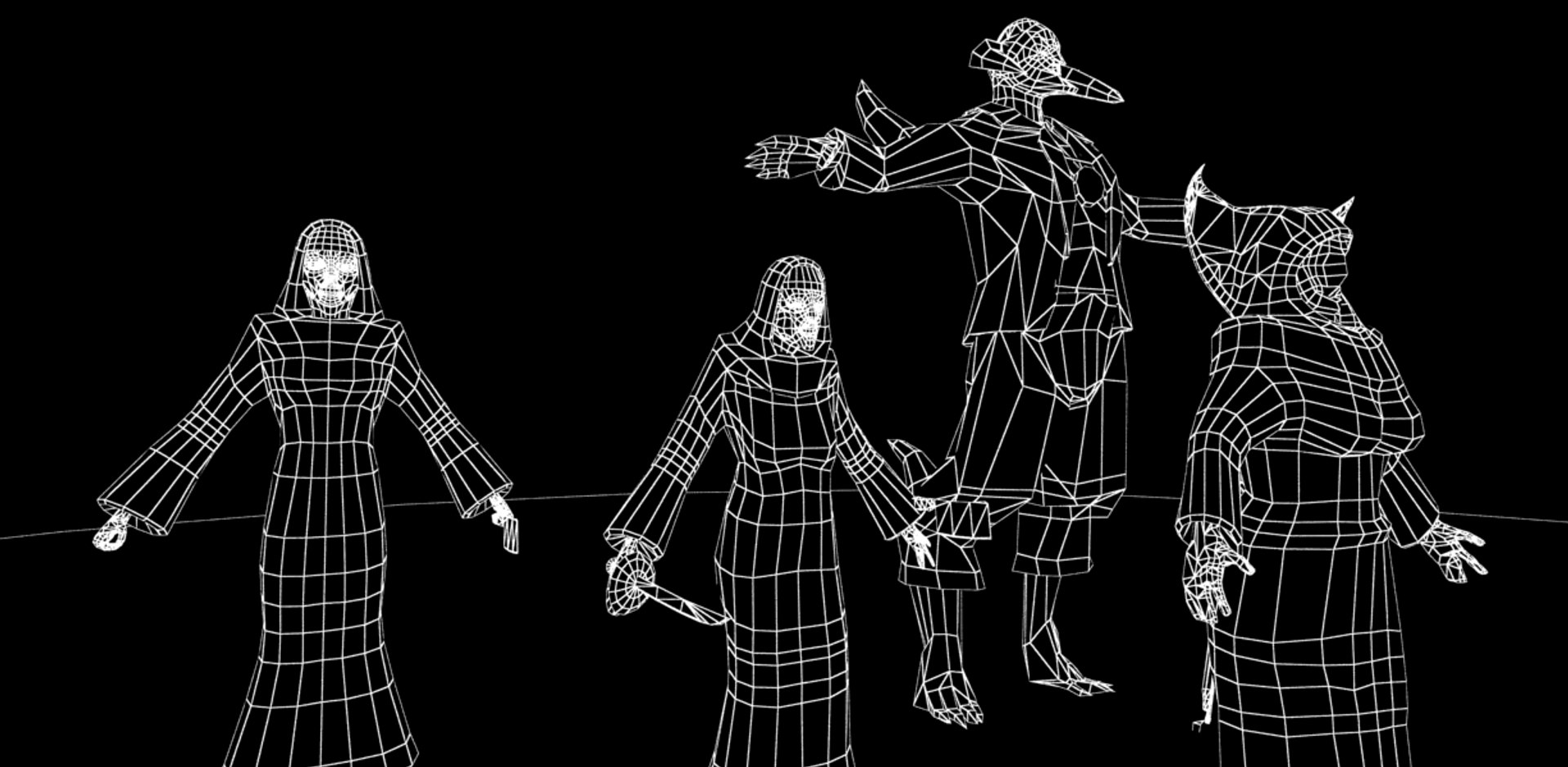 3d Model Monastery Horror Character Pack
