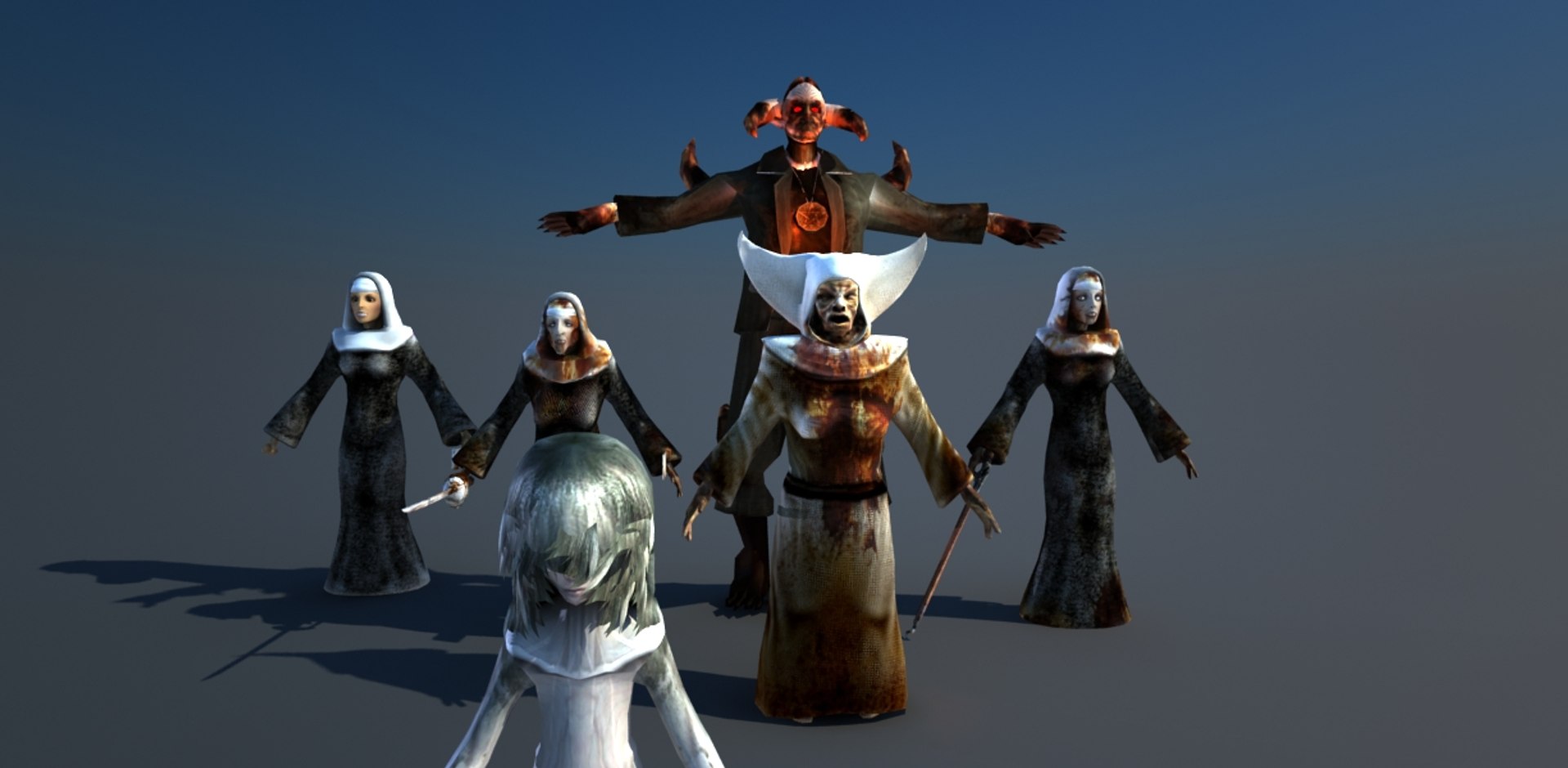 3d Model Monastery Horror Character Pack