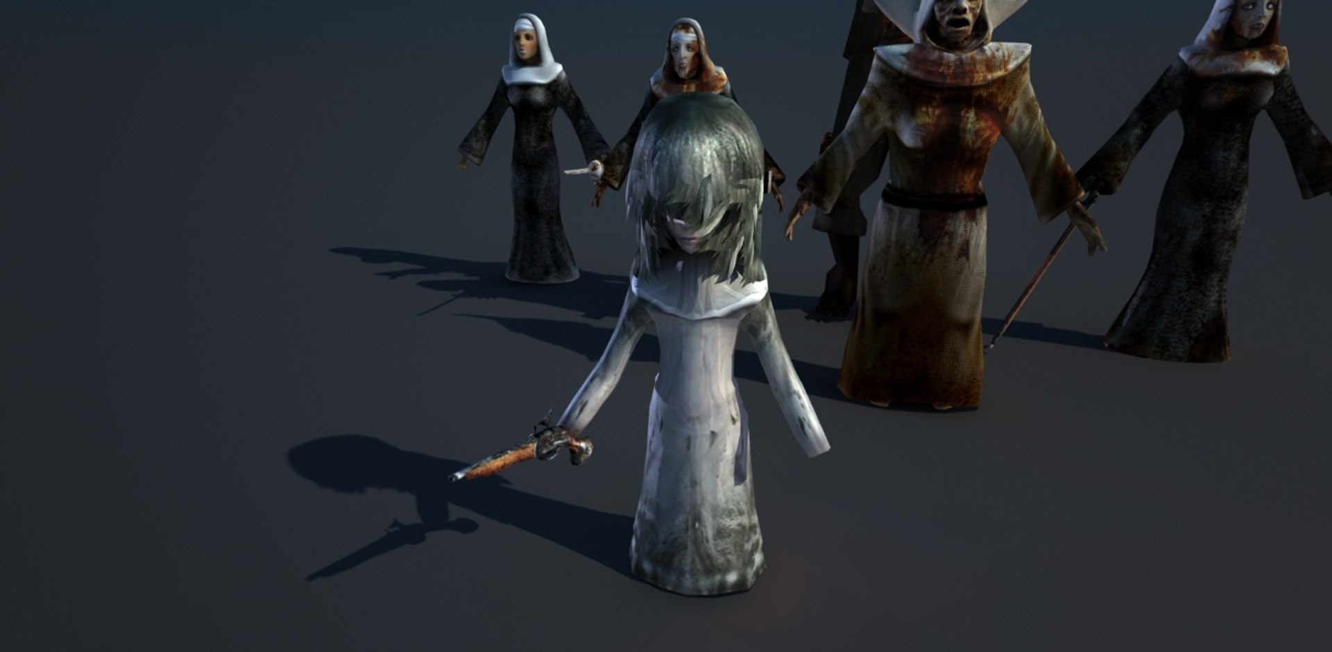 3d Model Monastery Horror Character Pack