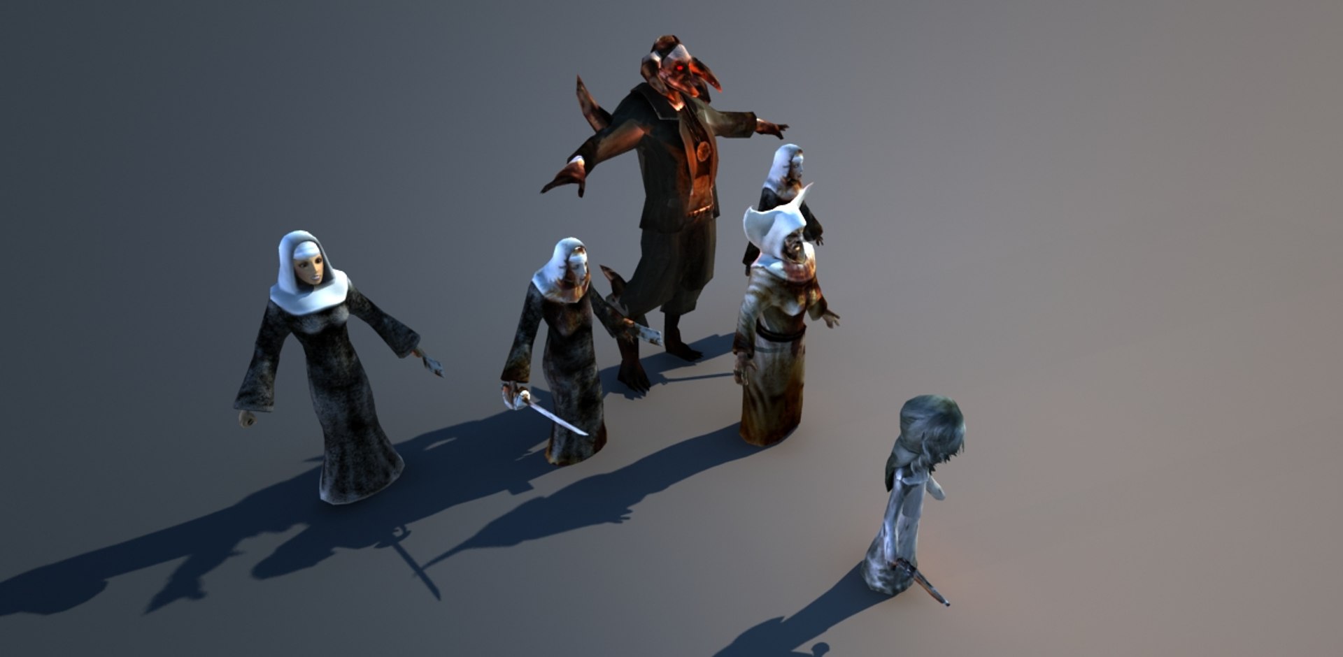 3d Model Monastery Horror Character Pack