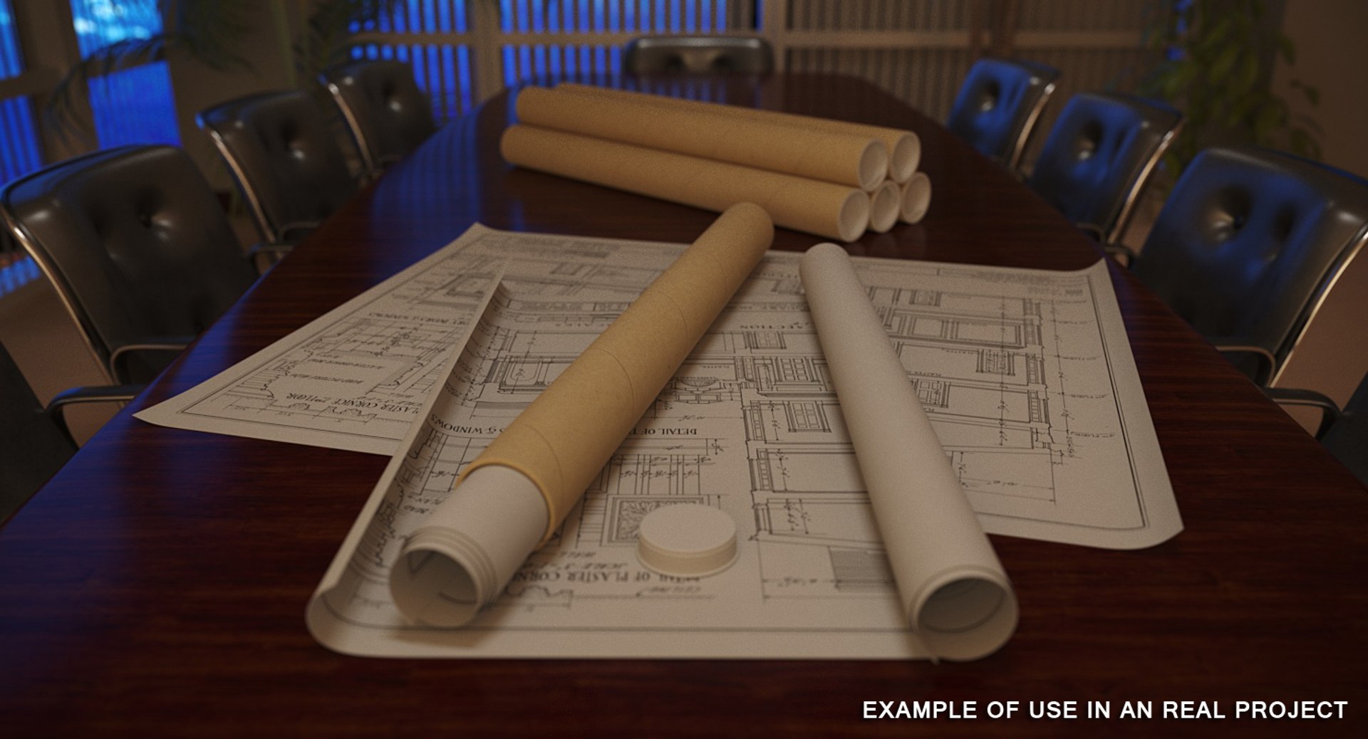 3D House Blueprints Cardboard Tube - TurboSquid 1283888