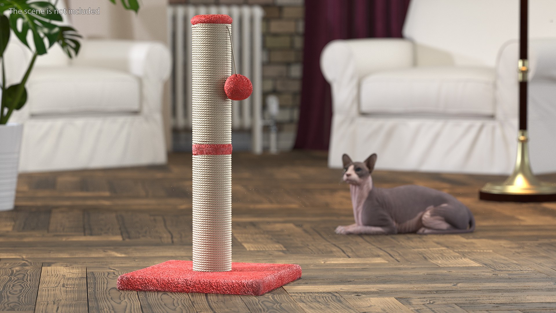 Cat Scratching Post Ball Red model - TurboSquid 1817843