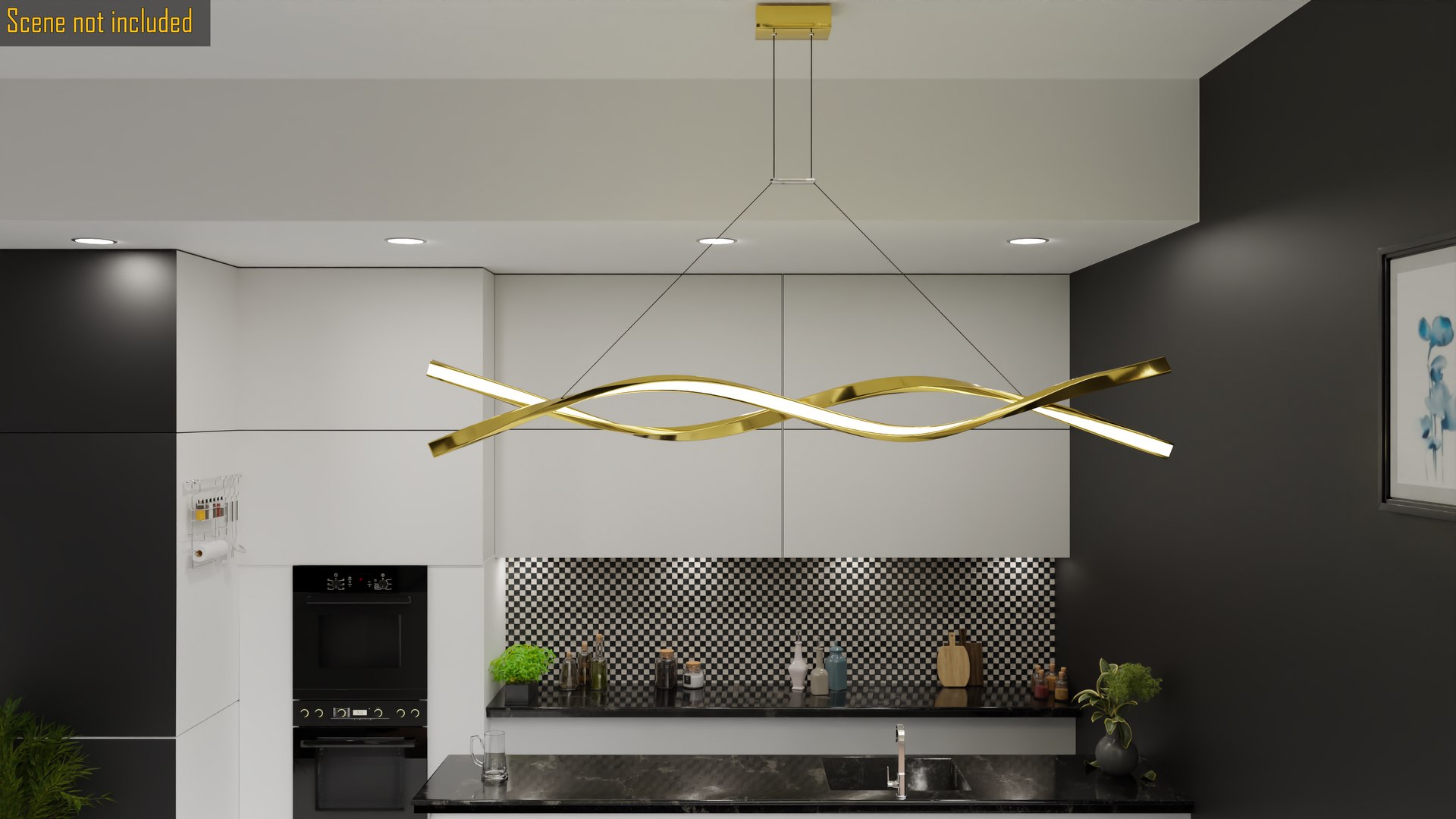 3D Modern Wavy Pendant Lights - Gold Model - TurboSquid 2095208