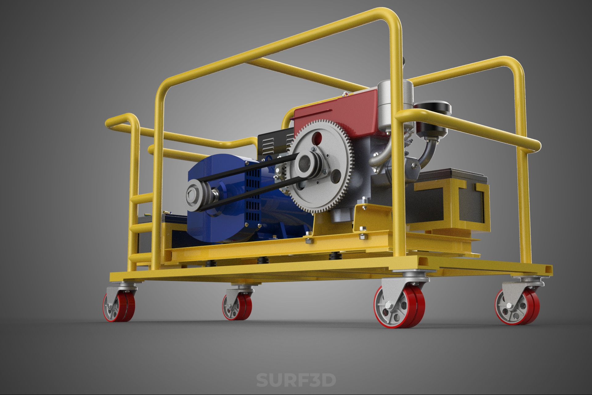 Notstromaggregat mit Dieselmotor, Generator, Dynamomotor, Wechselstrom ...