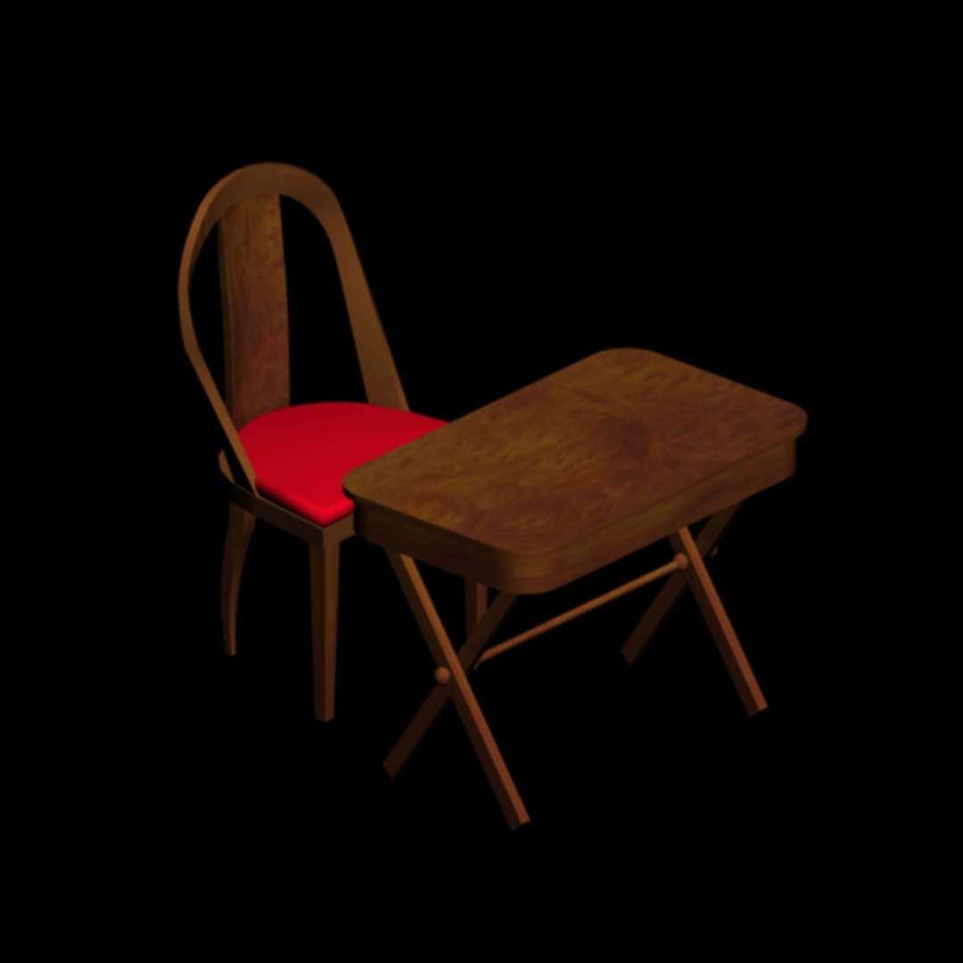 3d Bed Room Table Chair Model
