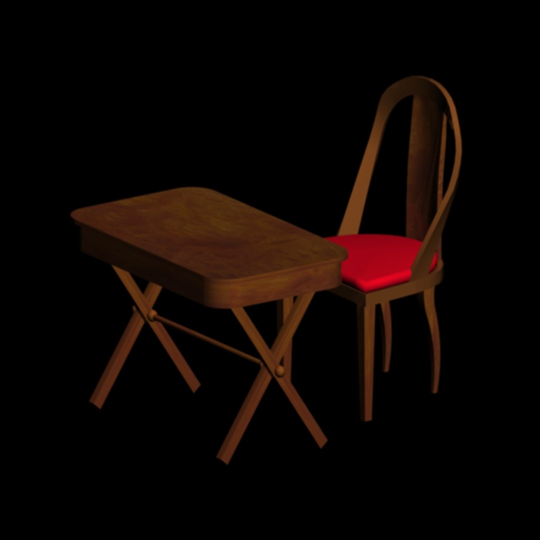 3d Bed Room Table Chair Model