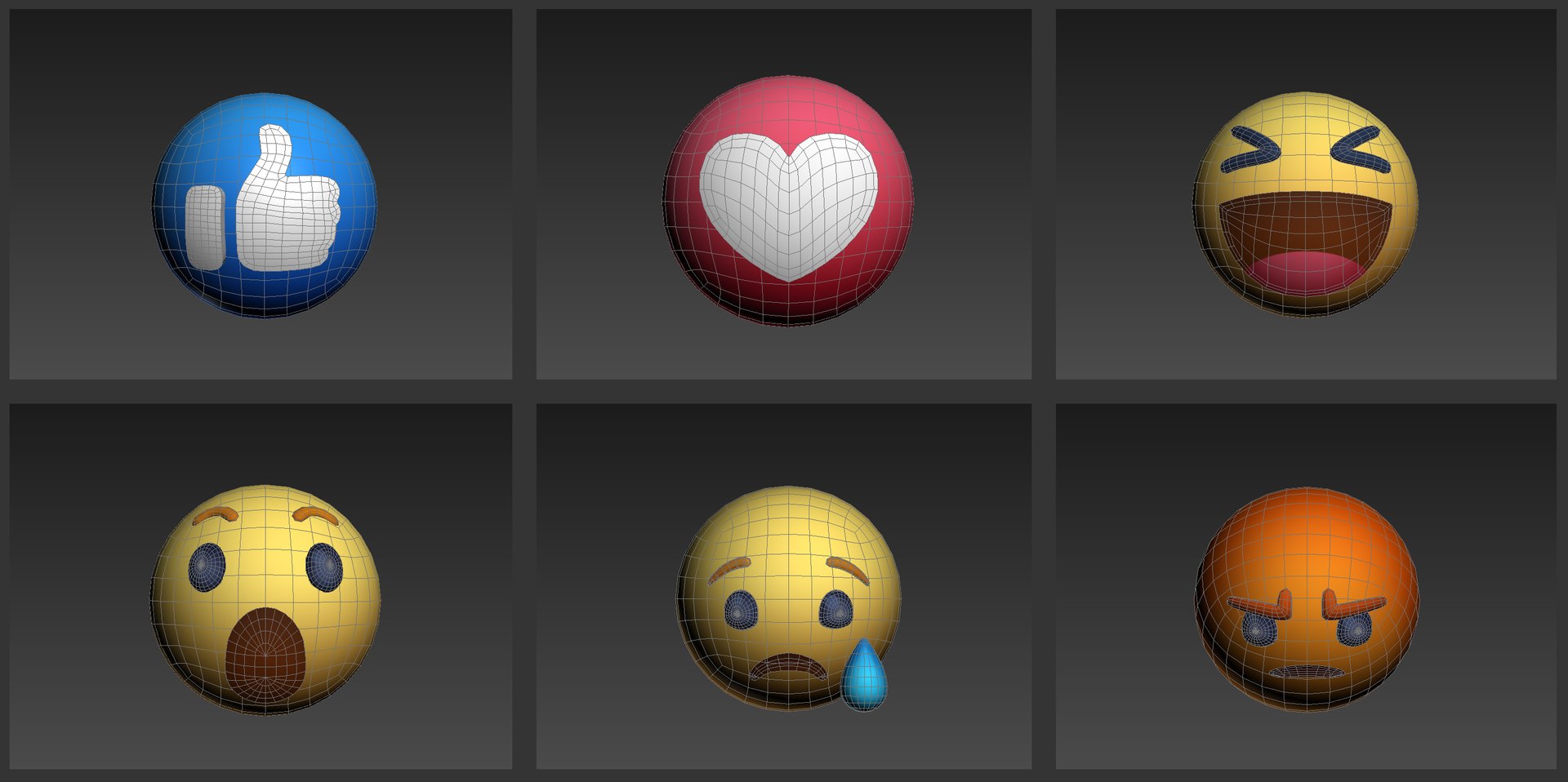 Facebook Reaction Button Pack Model - TurboSquid 1418530