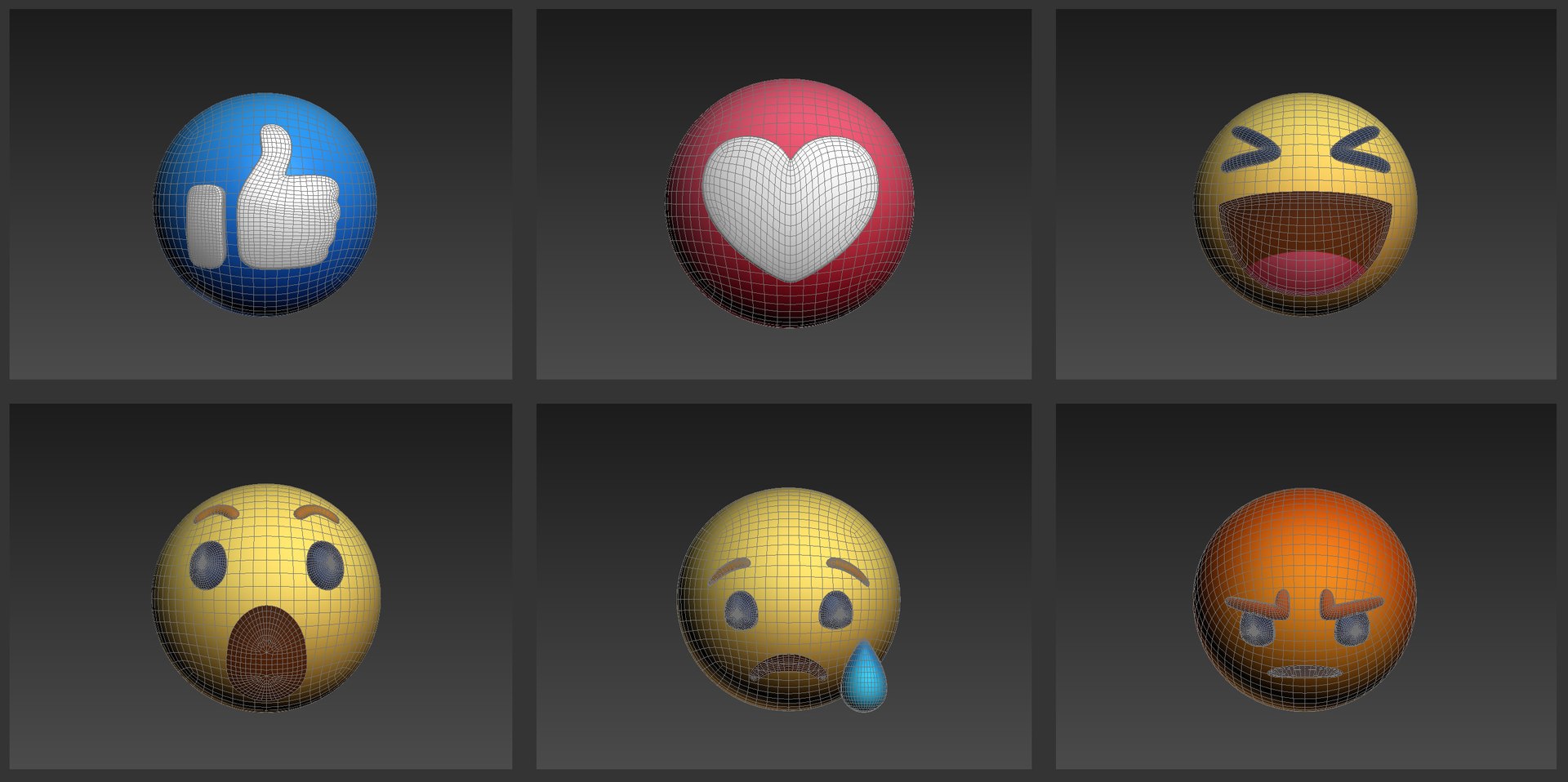 Facebook Reaction Button Pack Model - TurboSquid 1418530