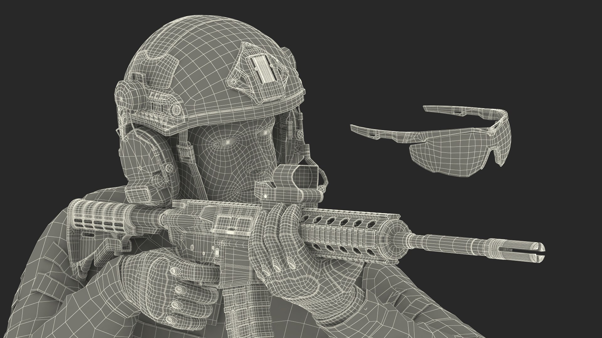 3D Army Soldier In Grey Camo With Rifle Aiming Model - TurboSquid 2272715