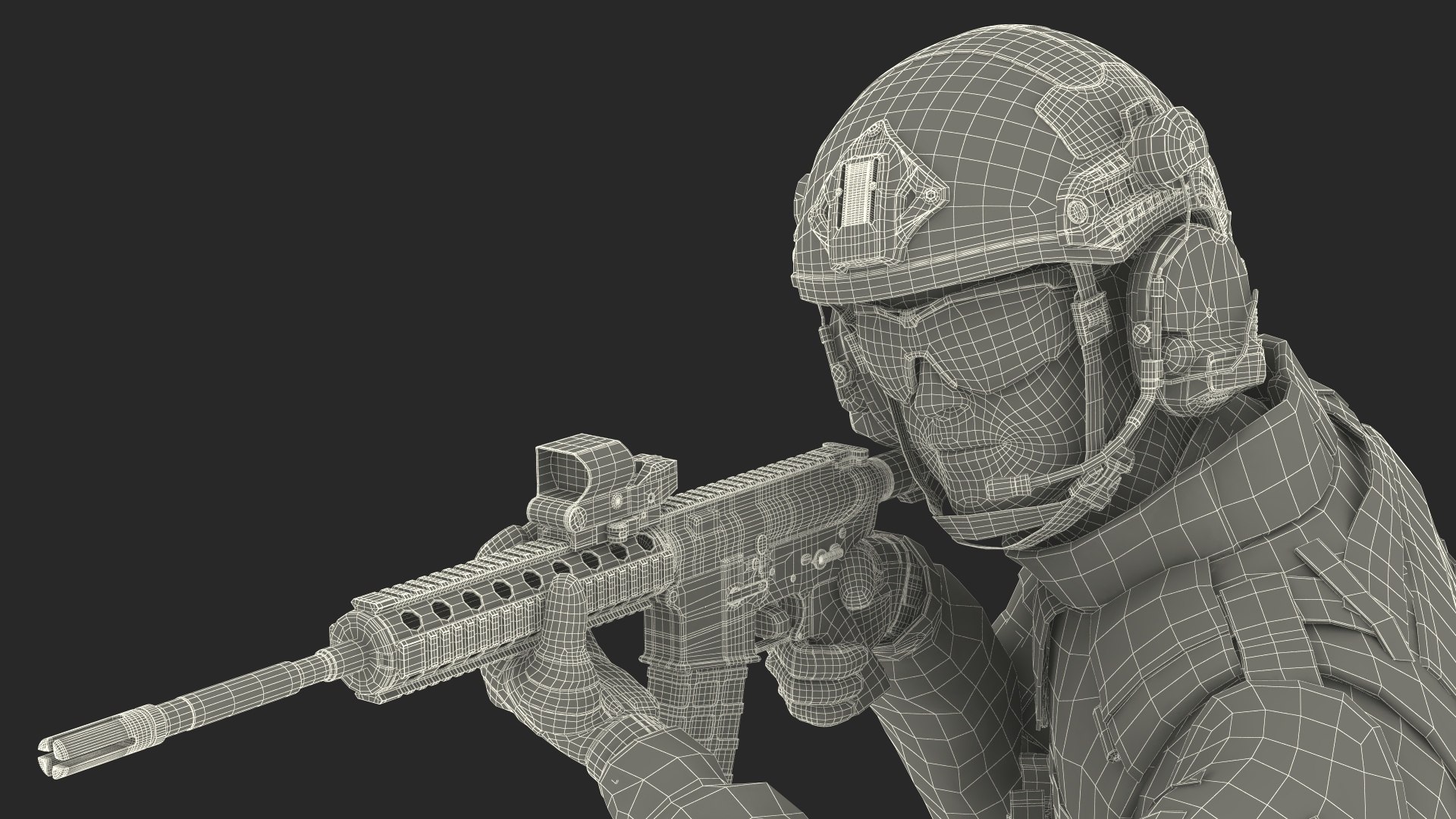 3D Army Soldier In Grey Camo With Rifle Aiming Model - TurboSquid 2272715