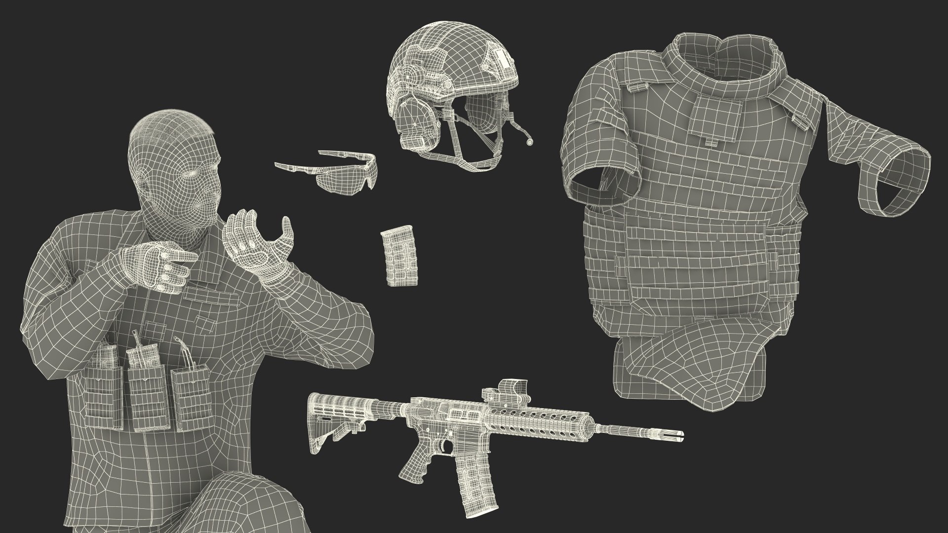 3D Army Soldier In Grey Camo With Rifle Aiming Model - TurboSquid 2272715