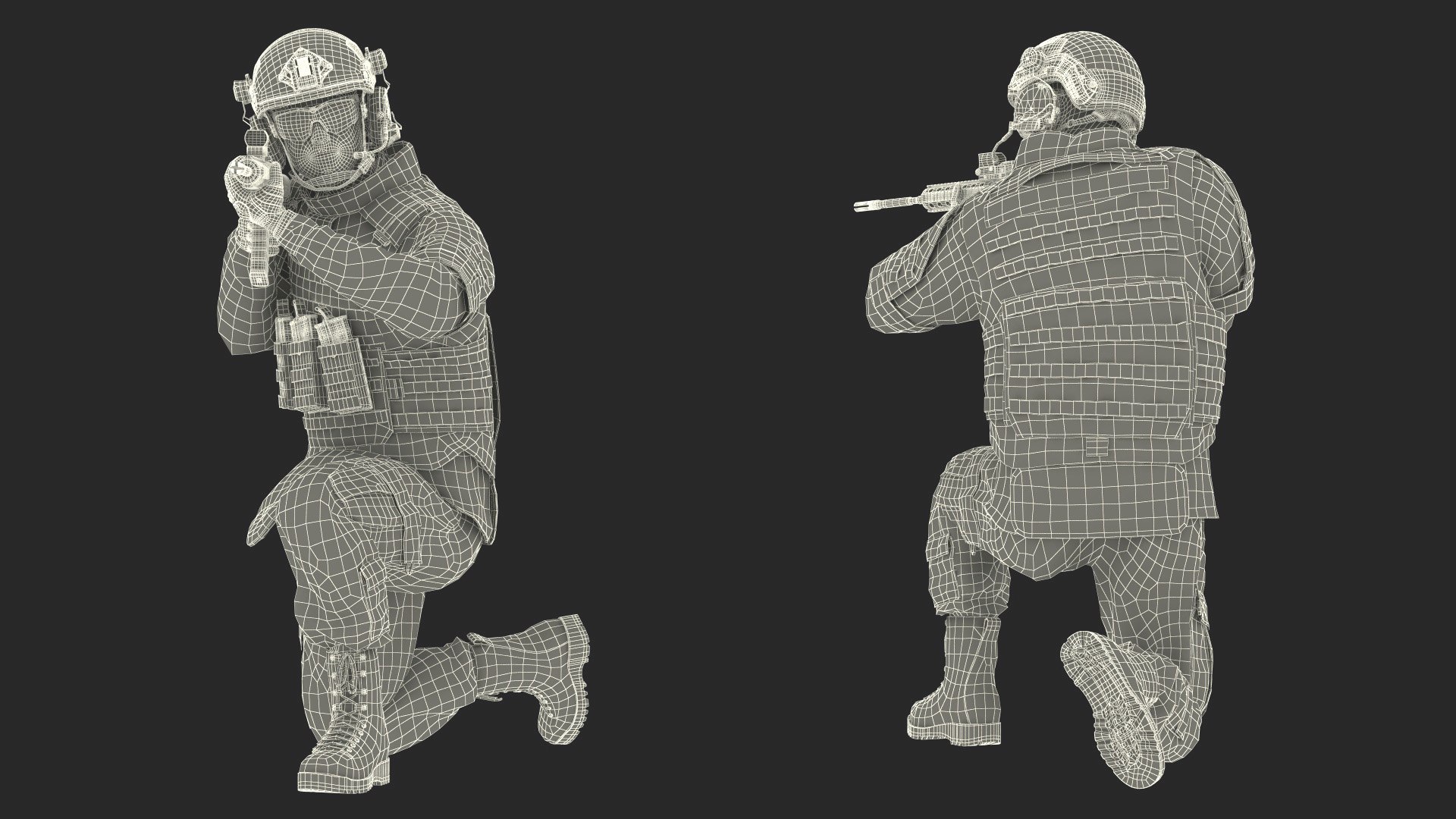 3D Army Soldier In Grey Camo With Rifle Aiming Model - TurboSquid 2272715