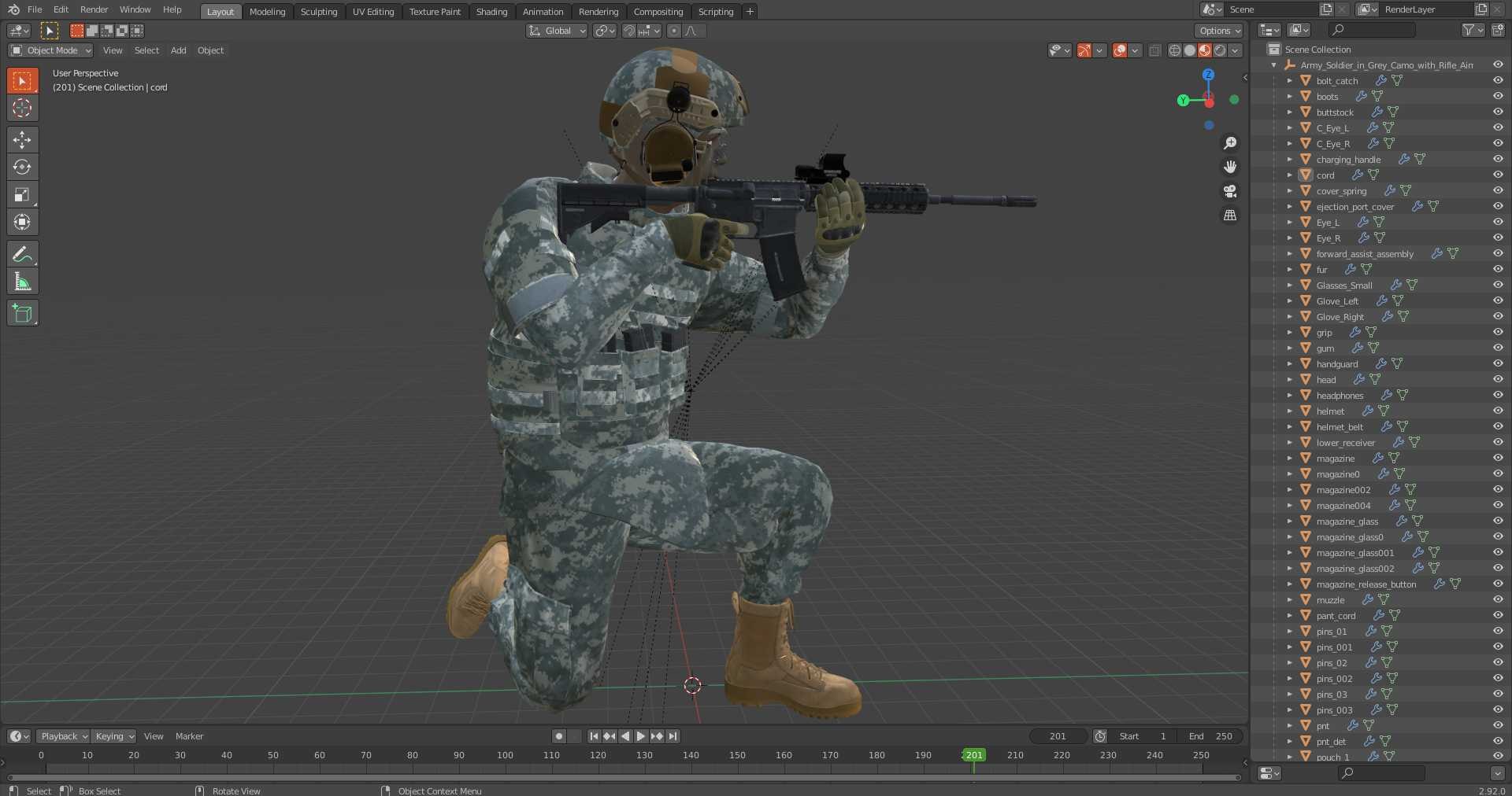 3D Army Soldier In Grey Camo With Rifle Aiming Model - TurboSquid 2272715