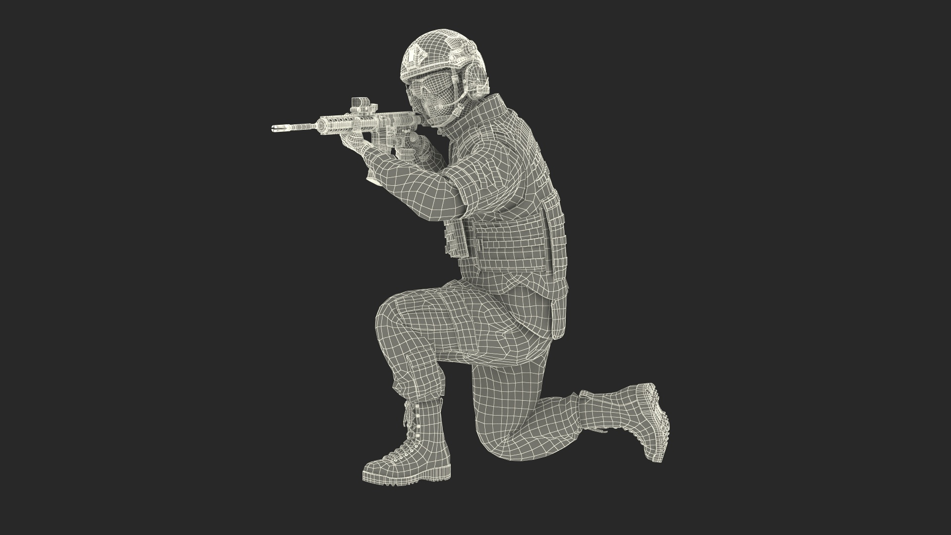 3D Army Soldier In Grey Camo With Rifle Aiming Model - TurboSquid 2272715