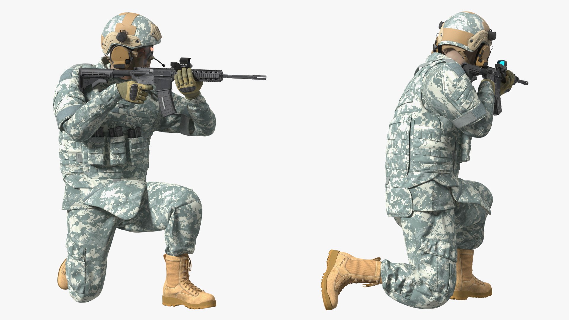 3D Army Soldier In Grey Camo With Rifle Aiming Model - TurboSquid 2272715
