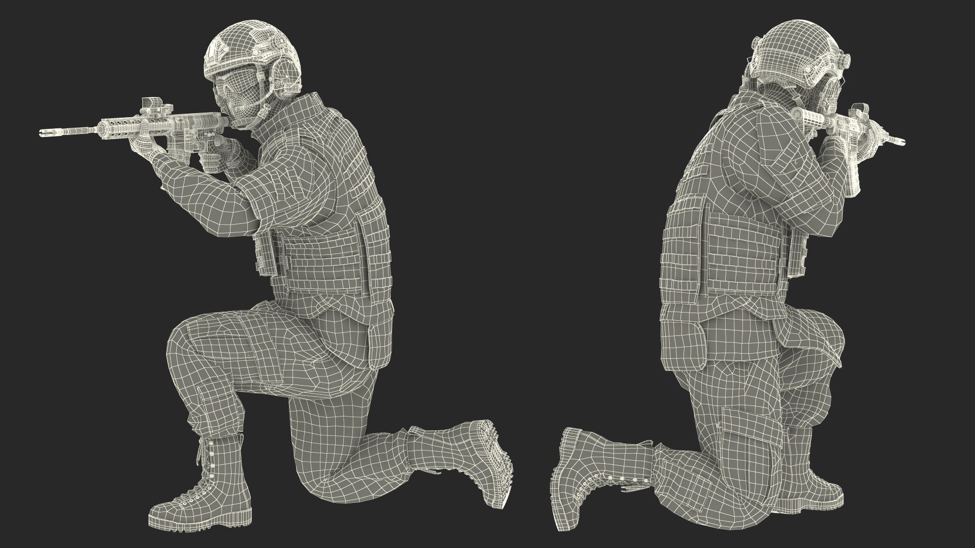 3D Army Soldier In Grey Camo With Rifle Aiming Model - TurboSquid 2272715