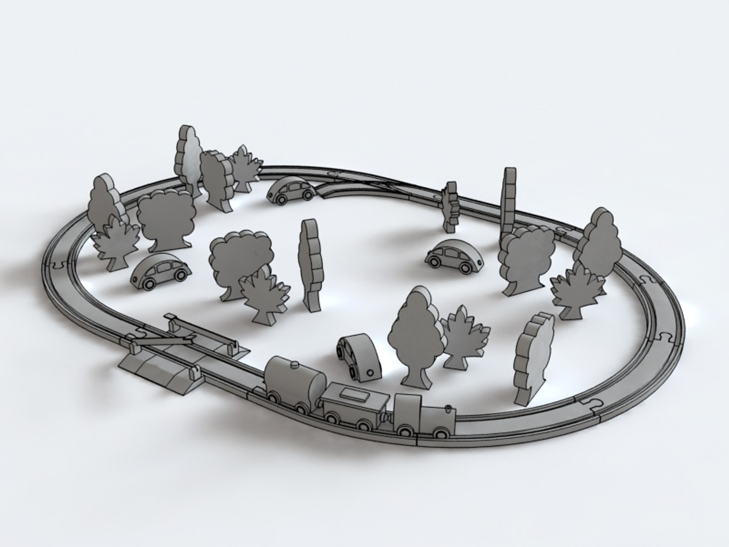 3d model toy train set