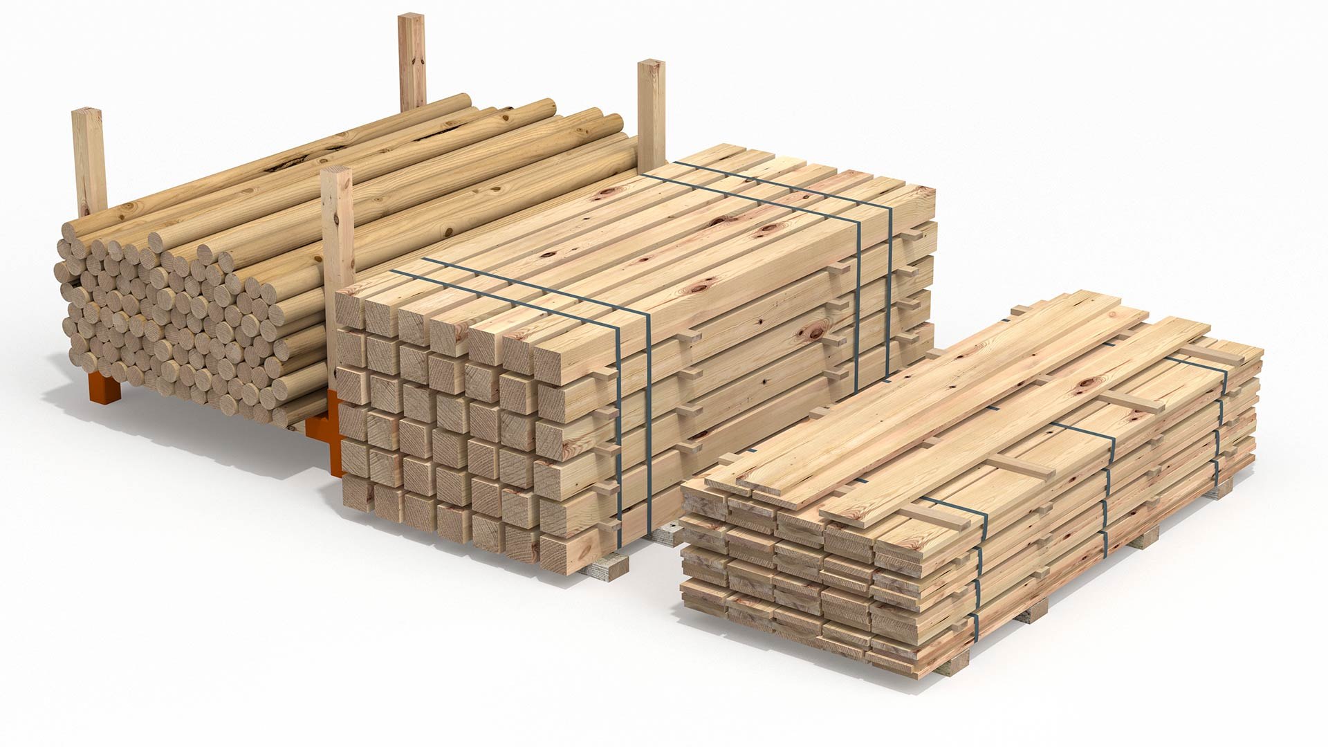 Stack Of Wooden Beams PBR 4 Model - TurboSquid 2186644