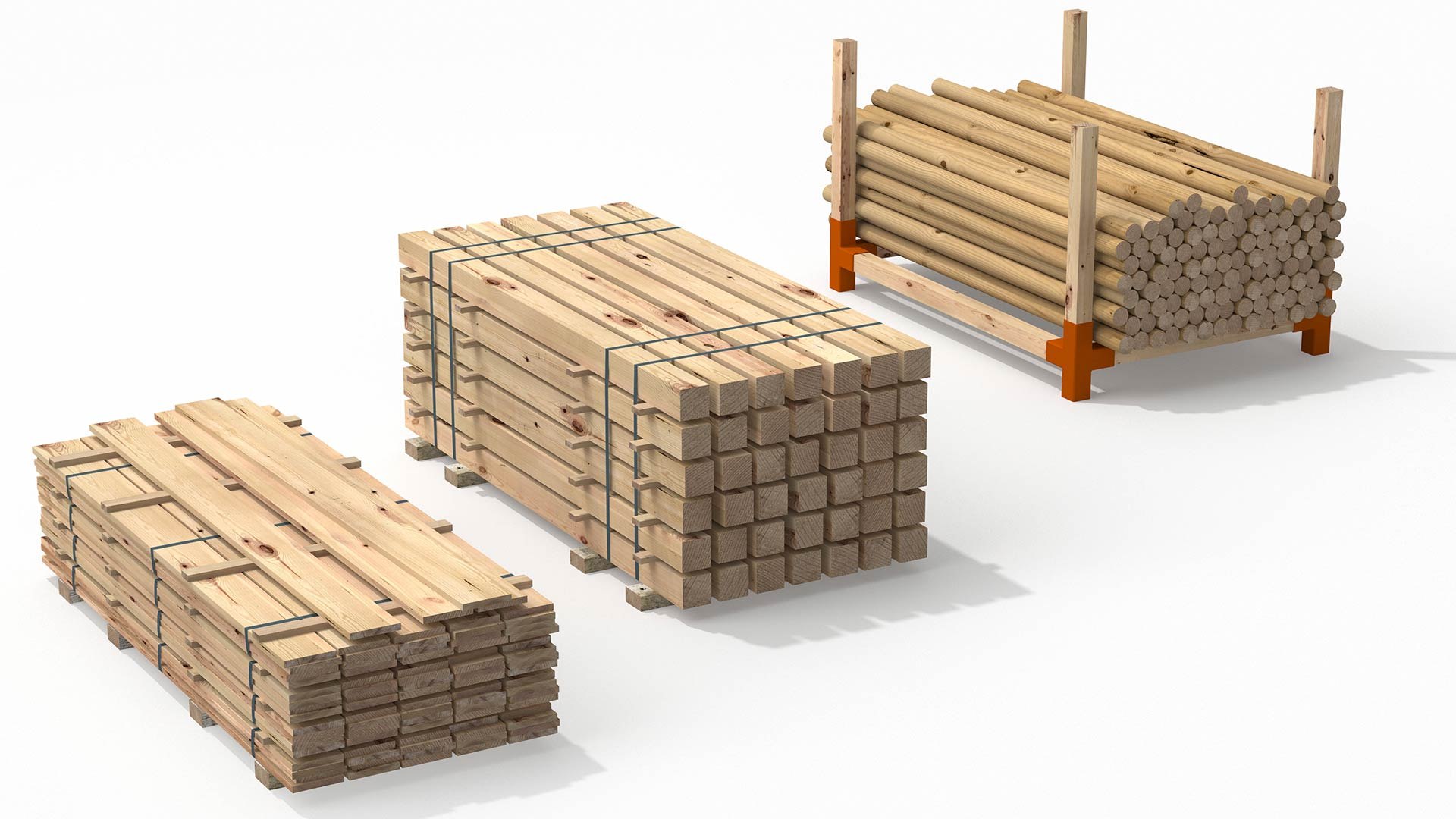 Stack Of Wooden Beams PBR 4 Model - TurboSquid 2186644
