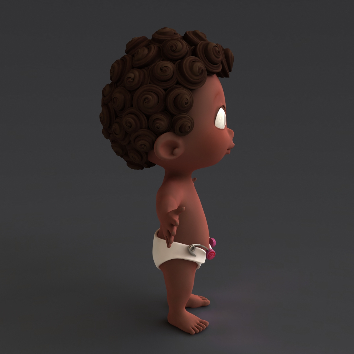cute afro cartoon baby 3d model