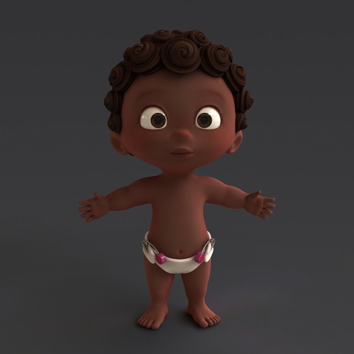 cute afro cartoon baby 3d model