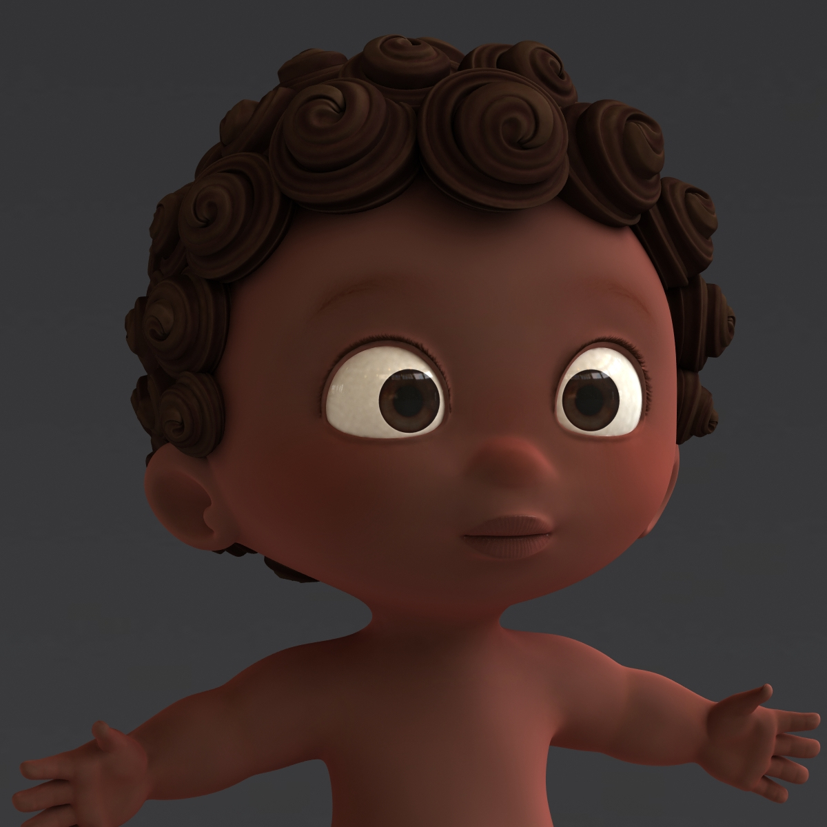 cute afro cartoon baby 3d model
